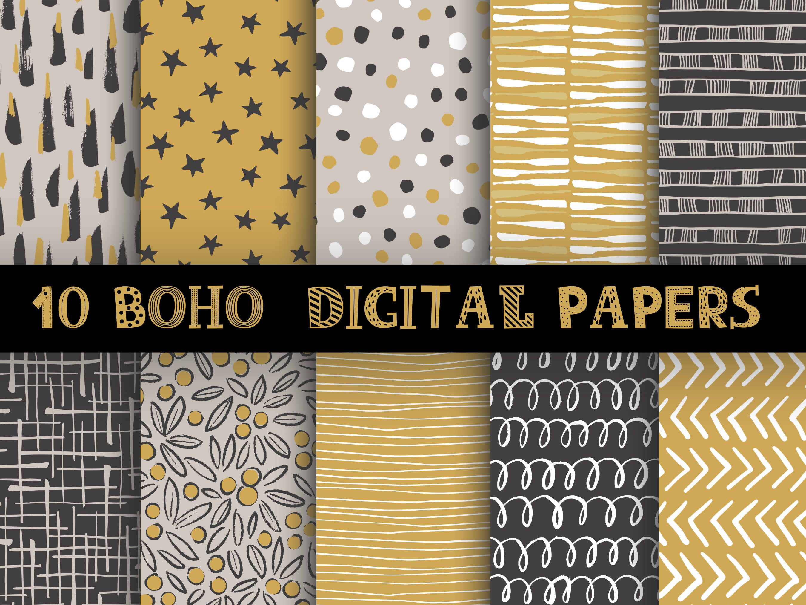 Boho Digital Papers. 300 Dpi Png Files. - Etsy