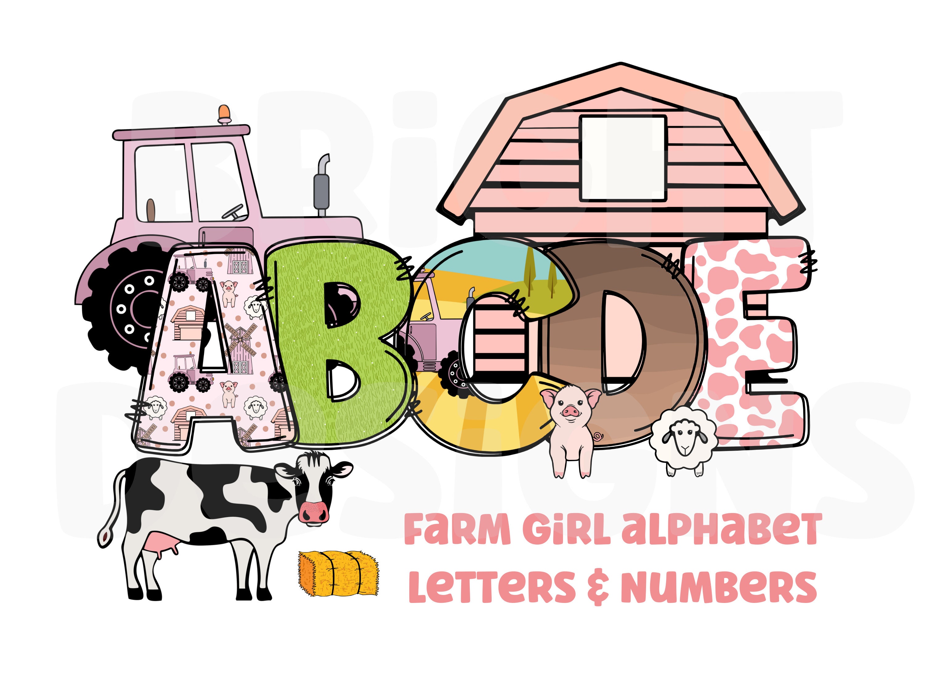 Farm Girl Alphabet Clipart Letters 300dpi Transparent Png. 5 Styles of ...
