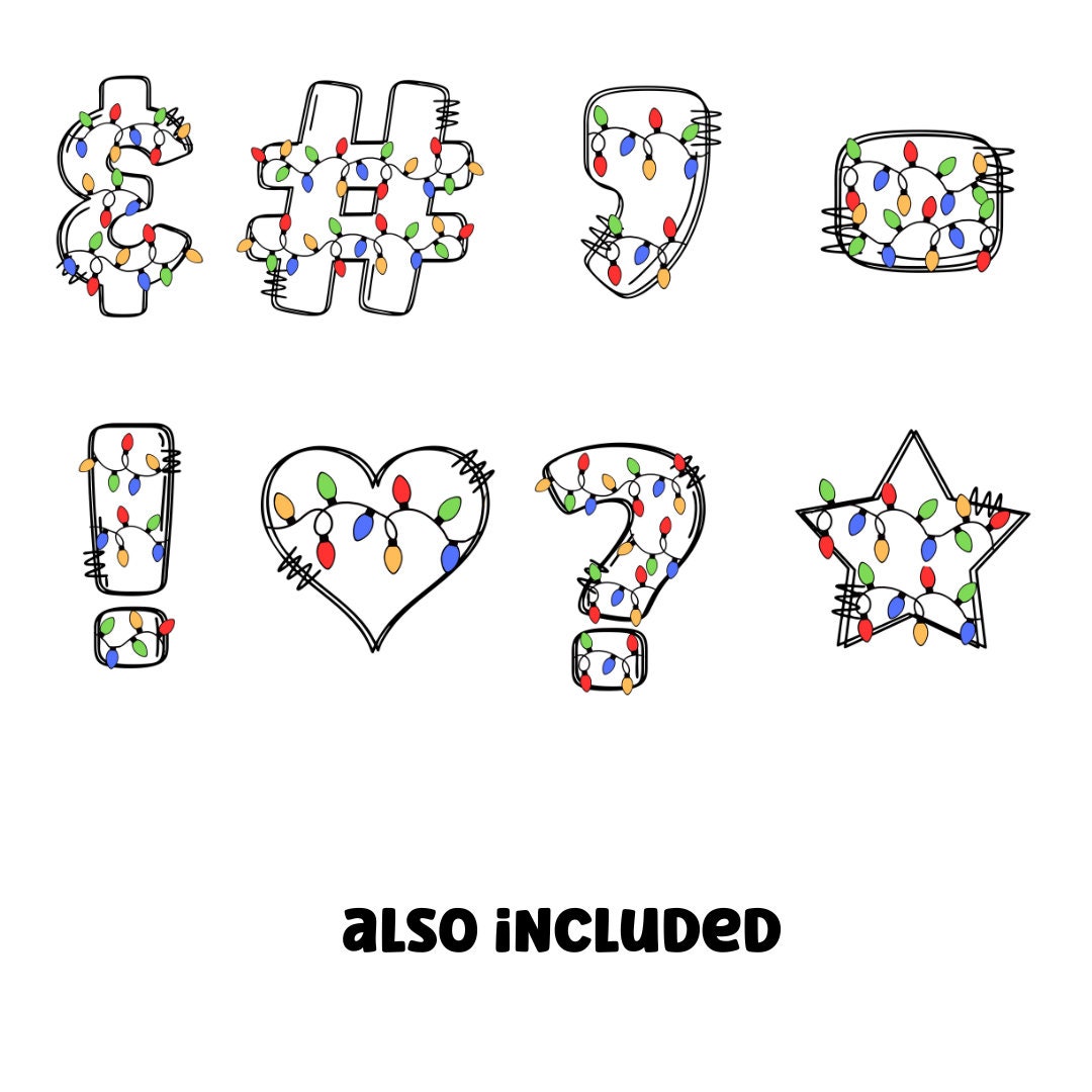 White Christmas Lights Clipart Letters 300dpi Transparent Png. 1 Set of ...