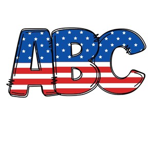 4th July Alphabet Clipart Letters. Doodle Font Doddle Letters American ...