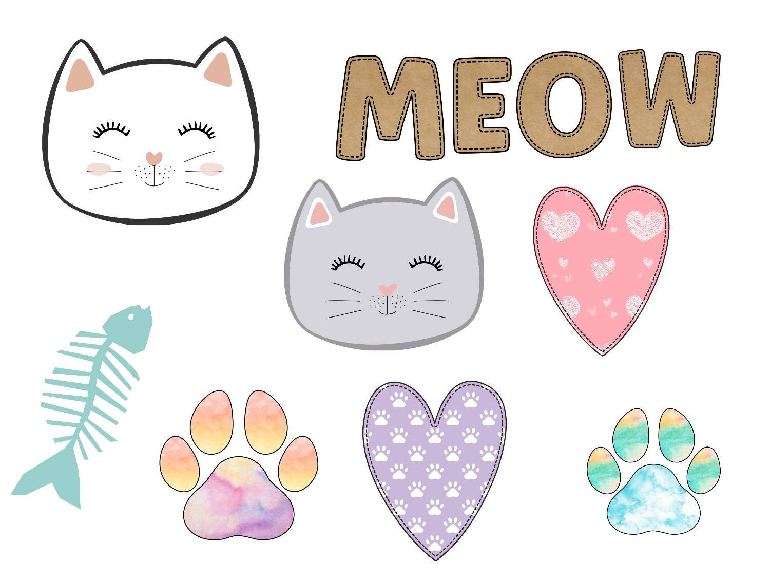 Cats Clipart Letters 300dpi Transparent Png. 5 Styles of - Etsy