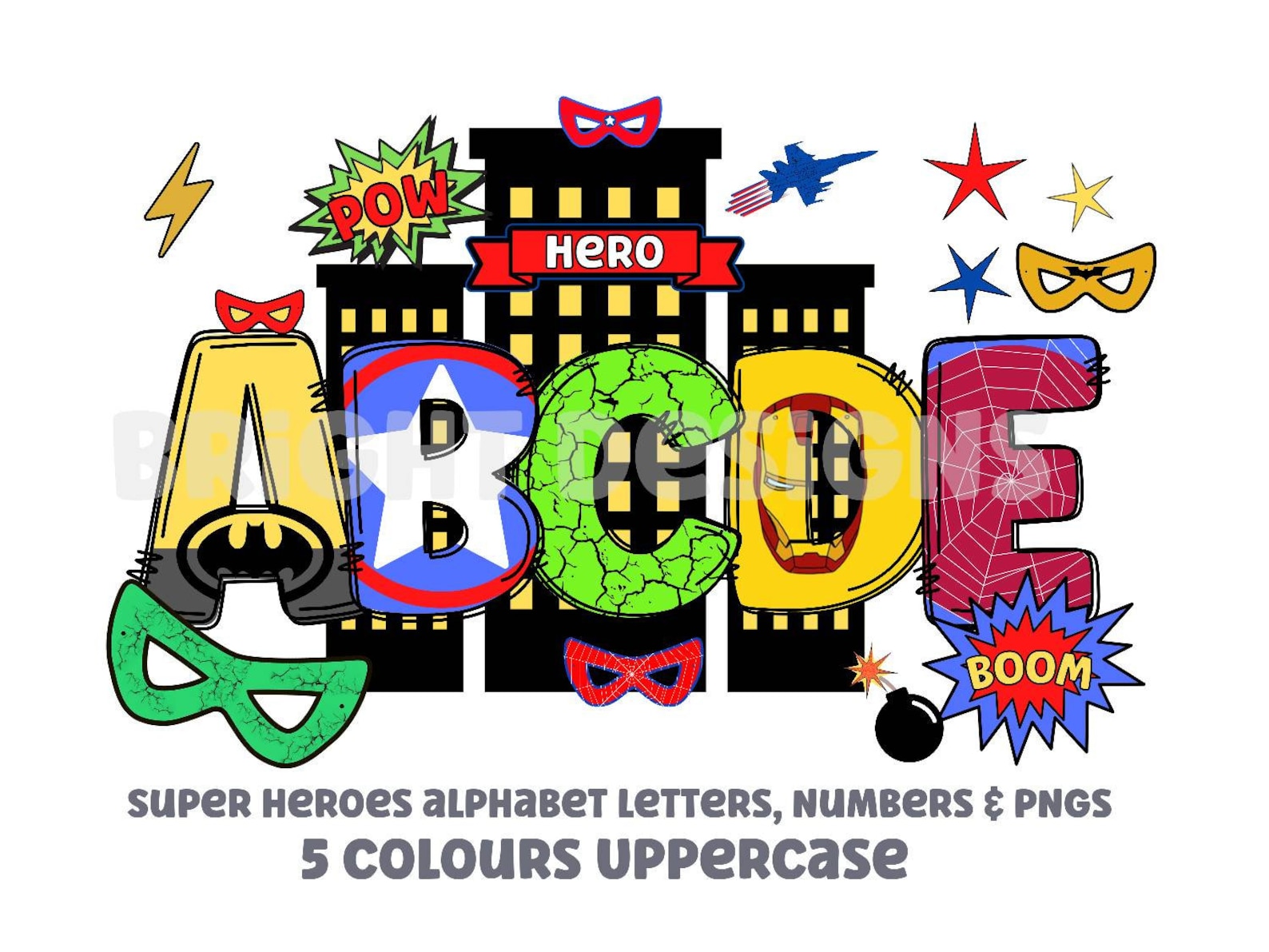 Super Heroes Alphabet Clipart Letters 300dpi Transparent Png. 5 Styles ...