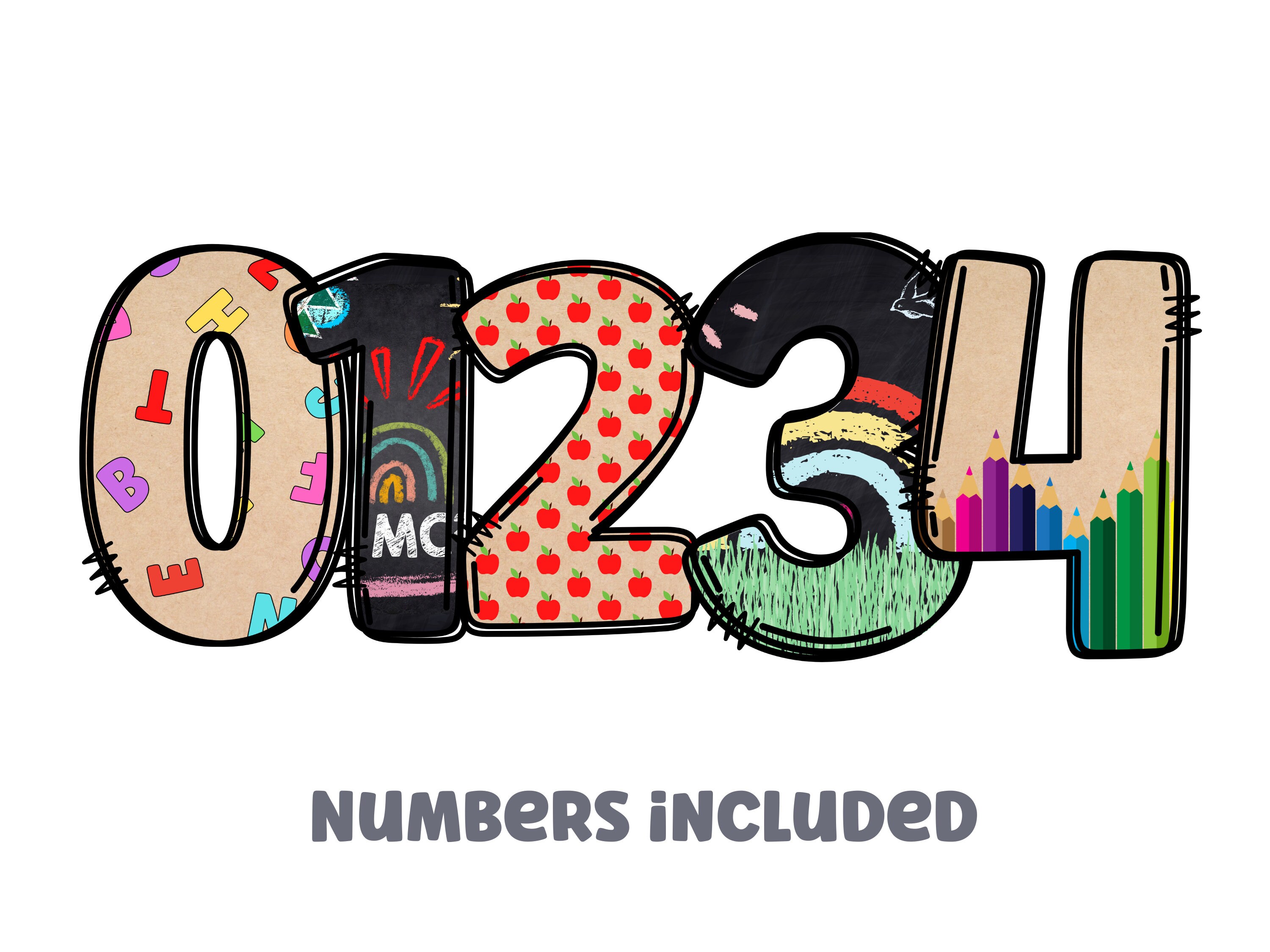 School Teacher Clipart Letters: 5 Styles, Numbers (PNG Digital Download ...