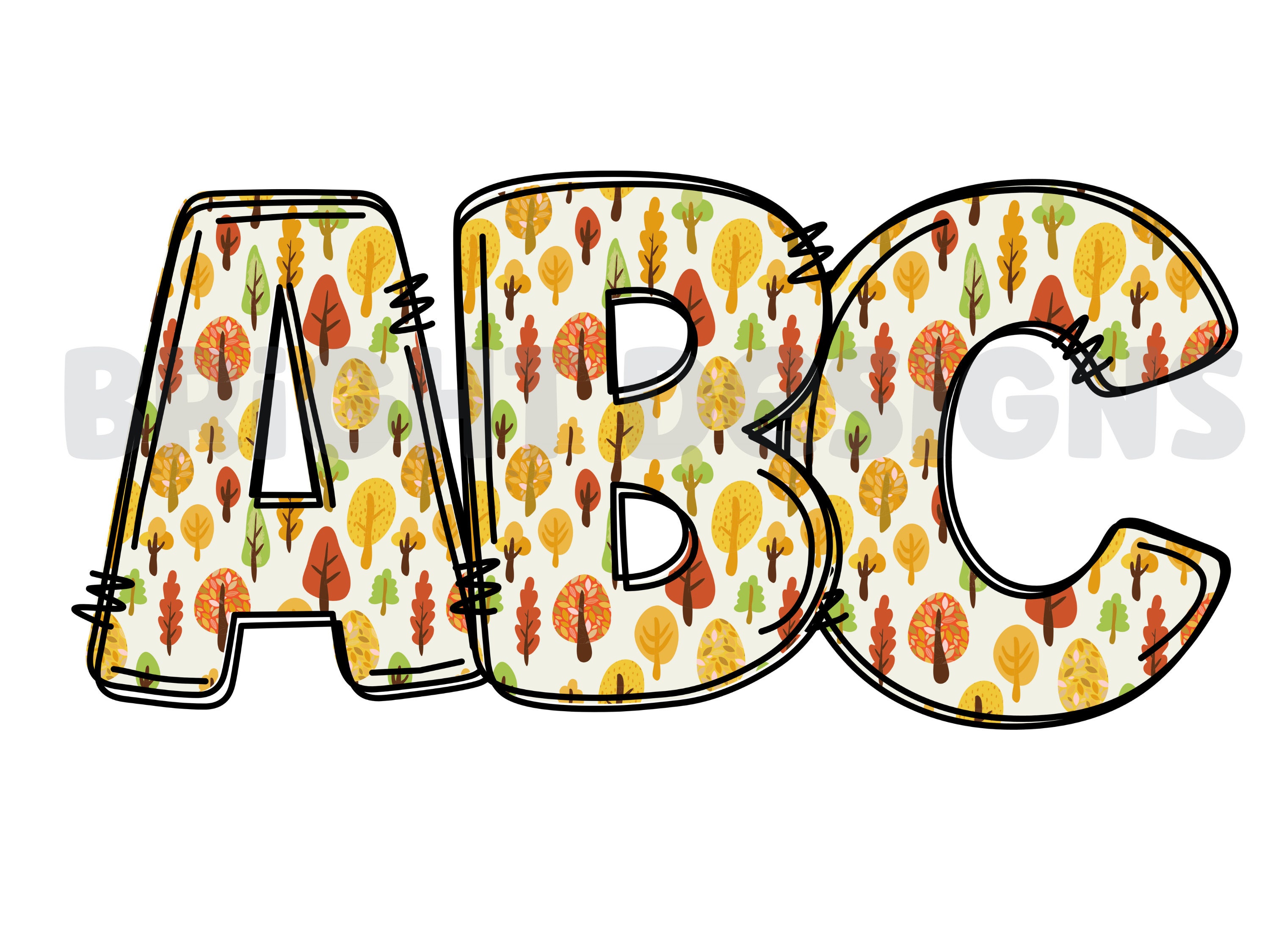 Fall Autumn Clipart Letters 300dpi Transparent Png. 5 Styles - Etsy