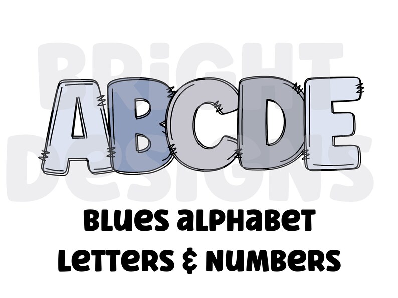 Blues Clipart Letters 300dpi Transparent Png. 5 Styles of - Etsy