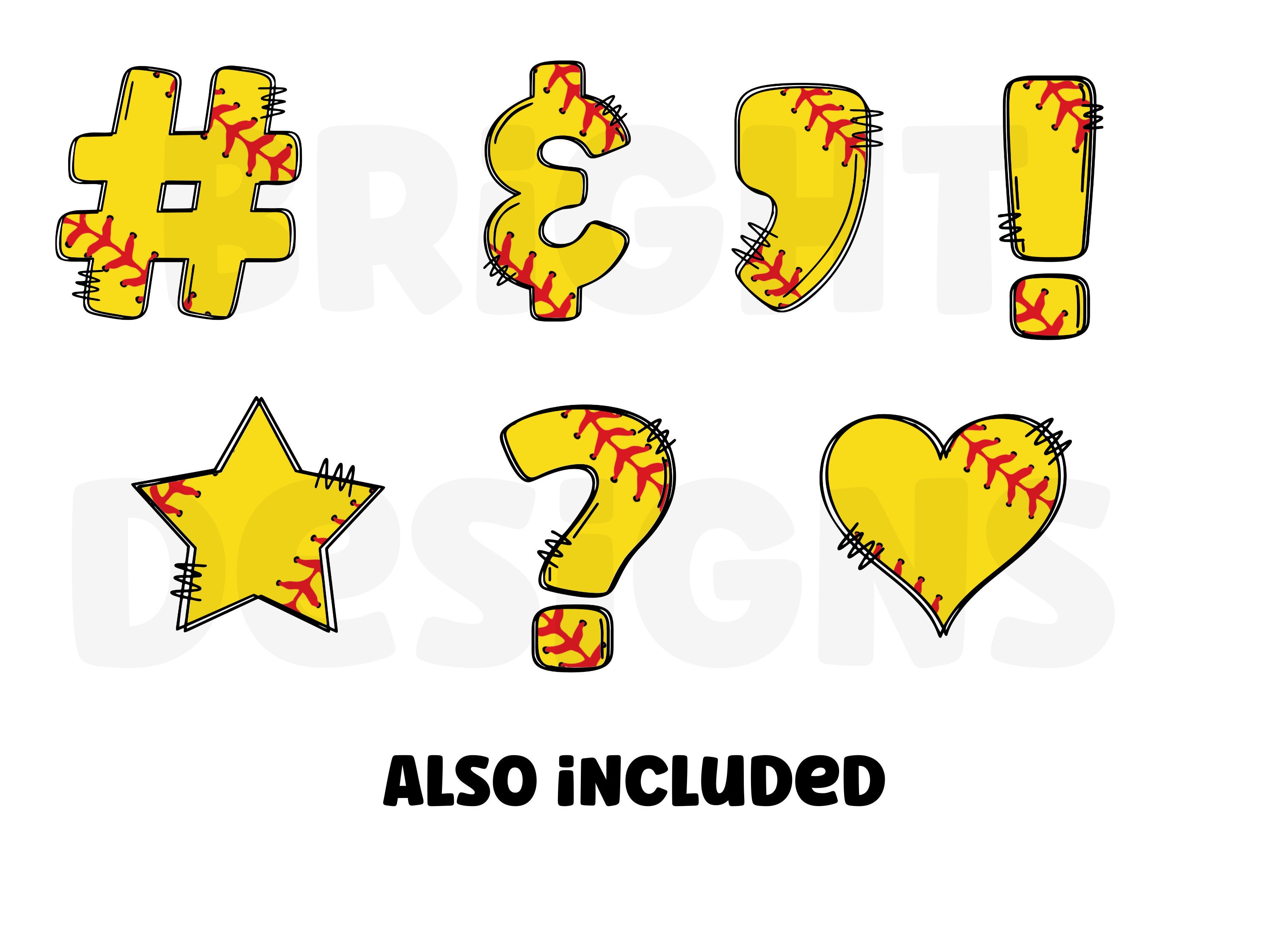 Softball Alphabet Png 300dpi Transparent Png. 5 Styles of Alphabet ...