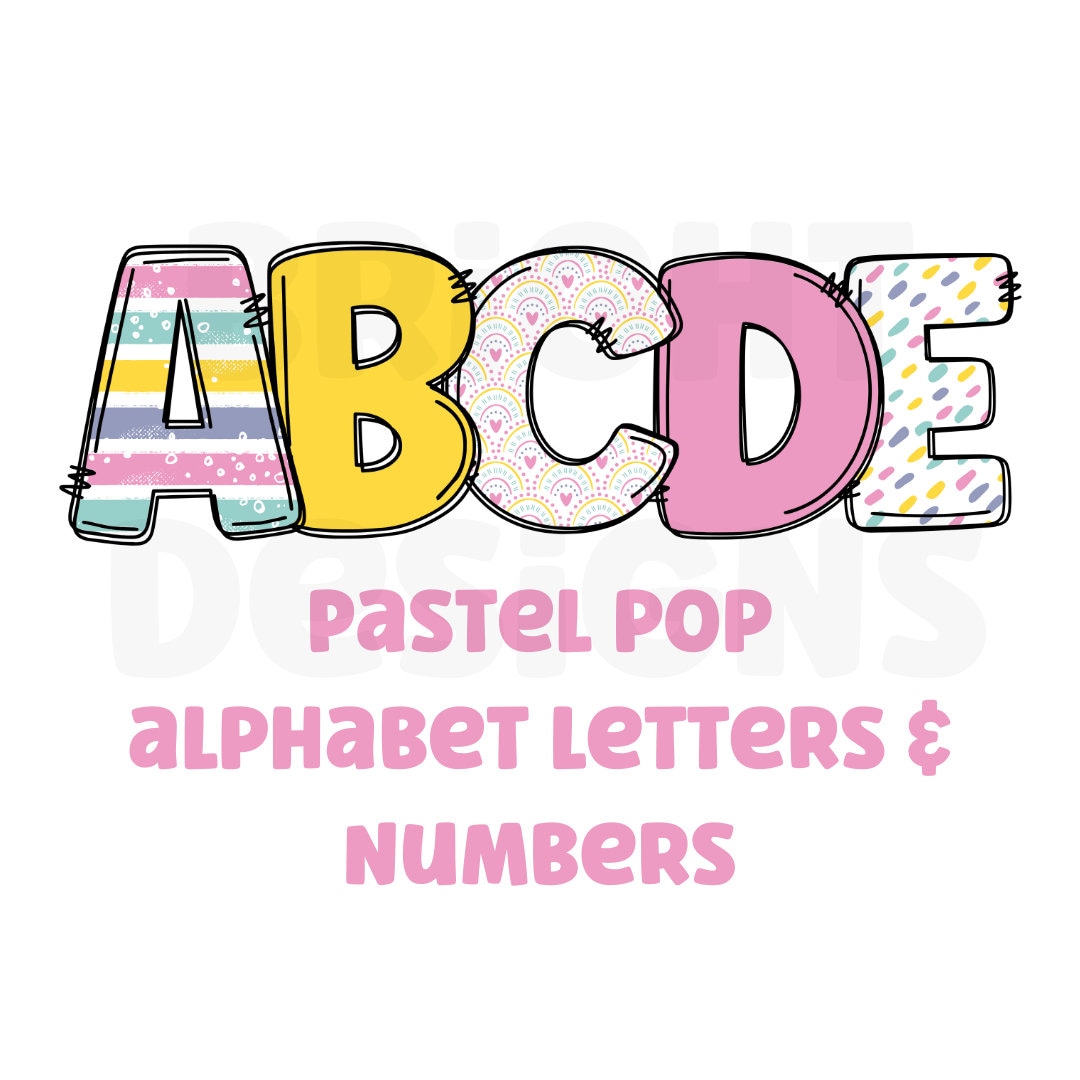 Pastel Clipart Letters 300dpi Transparent Png. 5 Styles of Alphabet ...