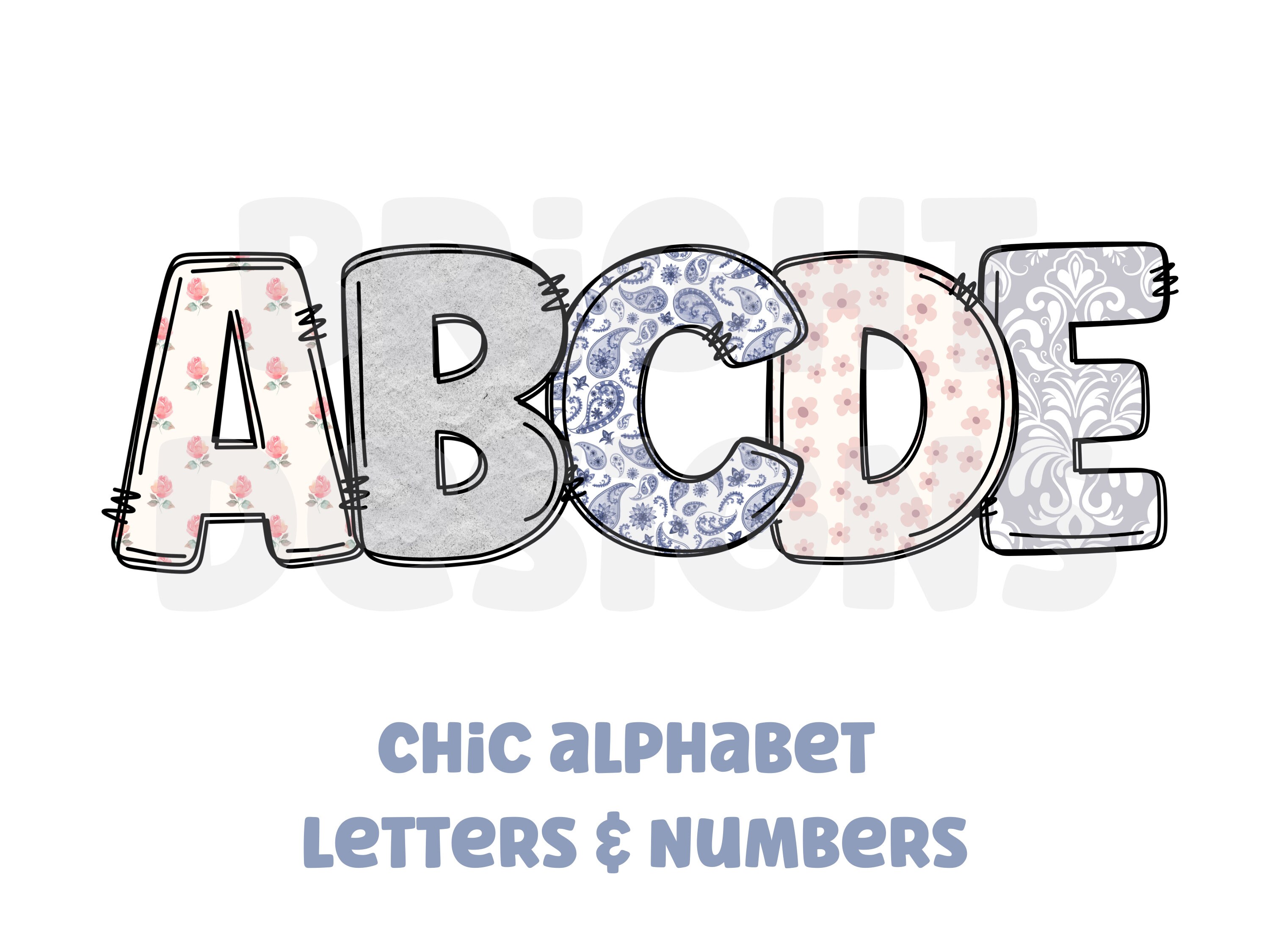 Chic Clipart Letters 300dpi Transparent Png. 5 Styles of Alphabet ...
