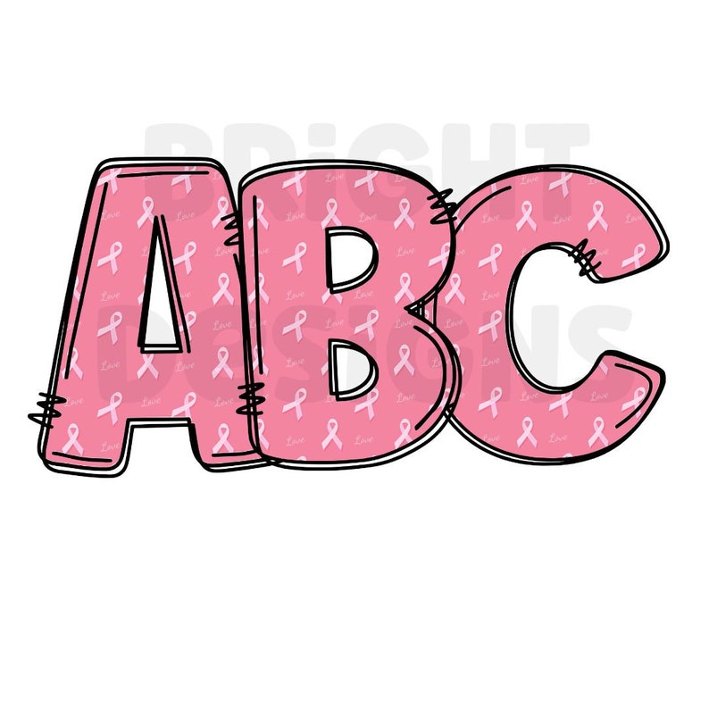 Breast Cancer Awareness Alphabet Clipart Letters 300dpi - Etsy