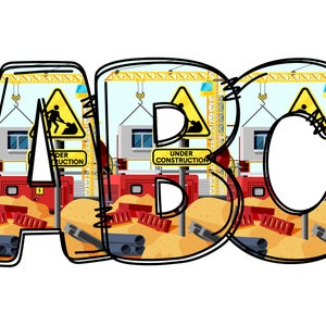 Construction Clipart Letters 300dpi Transparent Png. 5 Styles - Etsy