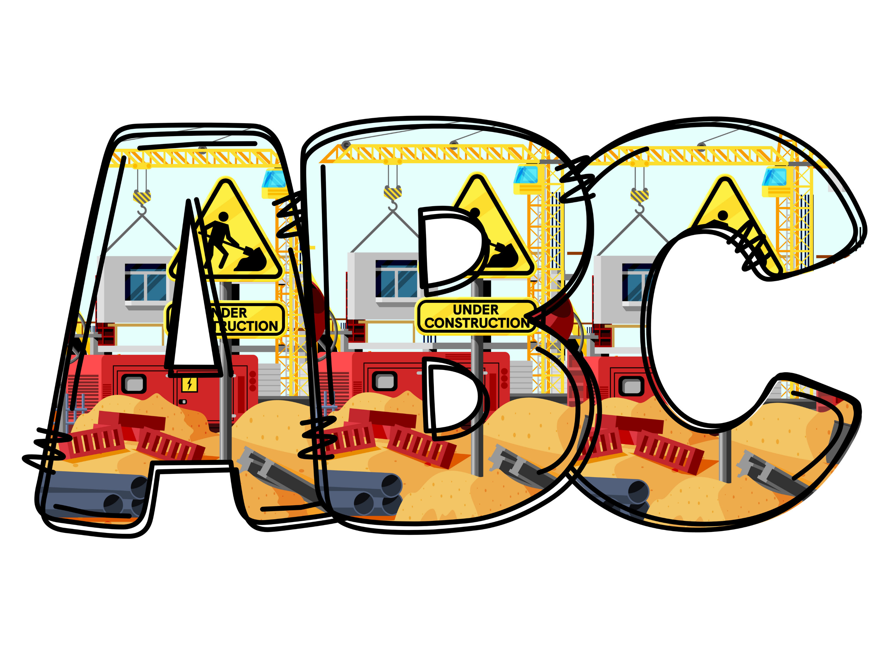 Construction Clipart Letters 300dpi Transparent Png. 5 Styles - Etsy