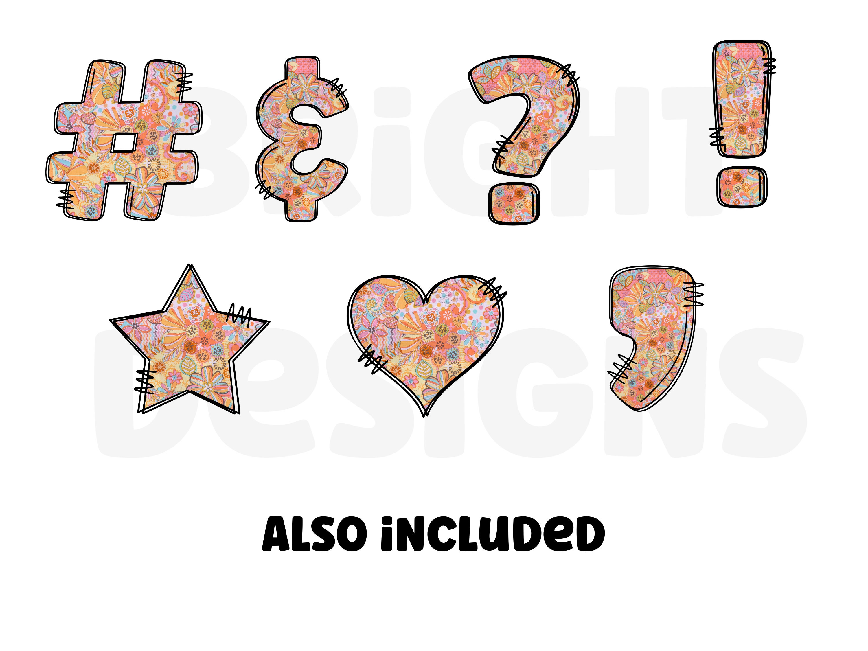 Flower Power Alphabet Png 300dpi Transparent Png. 5 Styles of - Etsy