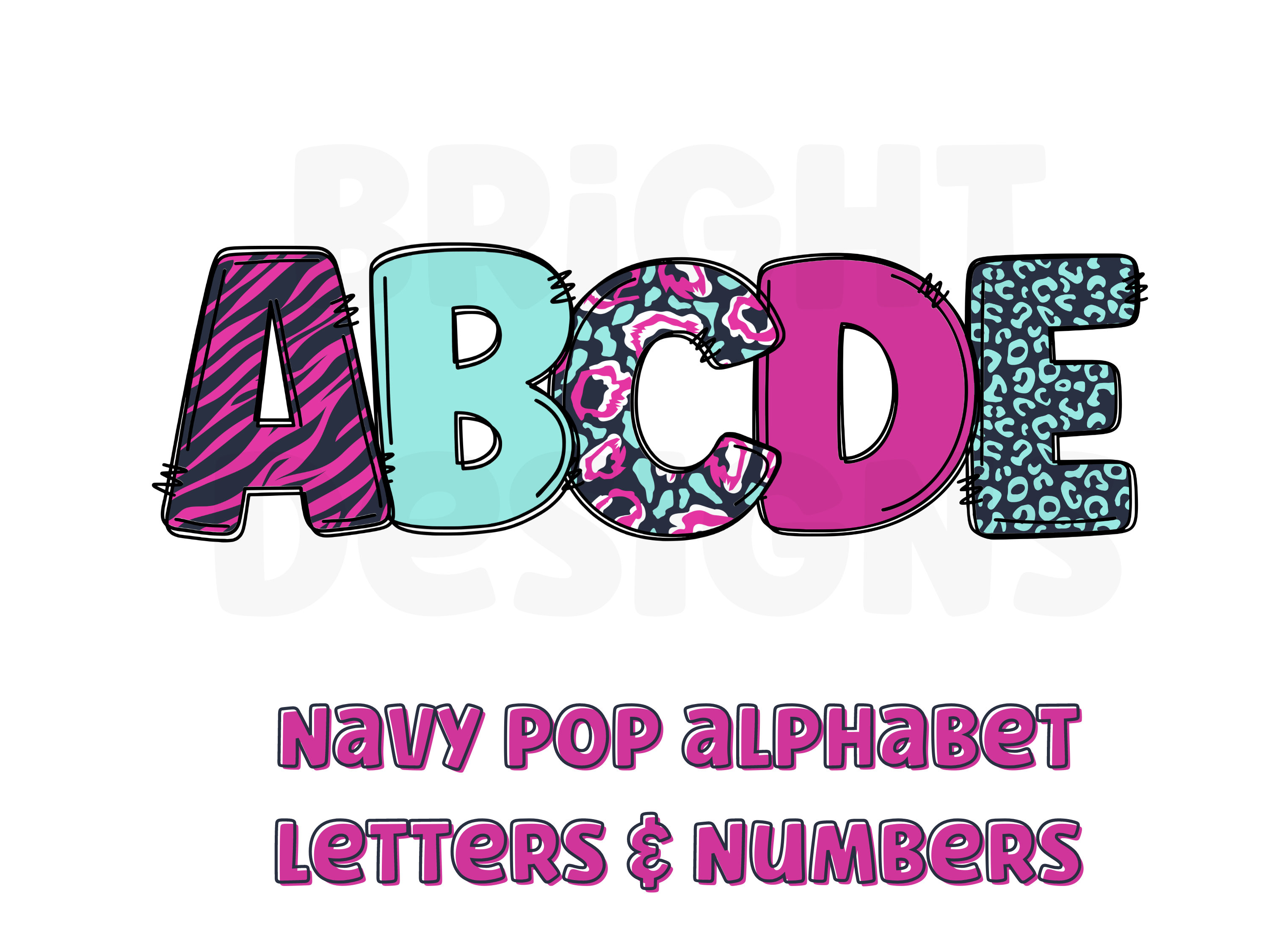 Navy Pop Alphabet Png Clipart Letters 300dpi Transparent Png. - Etsy