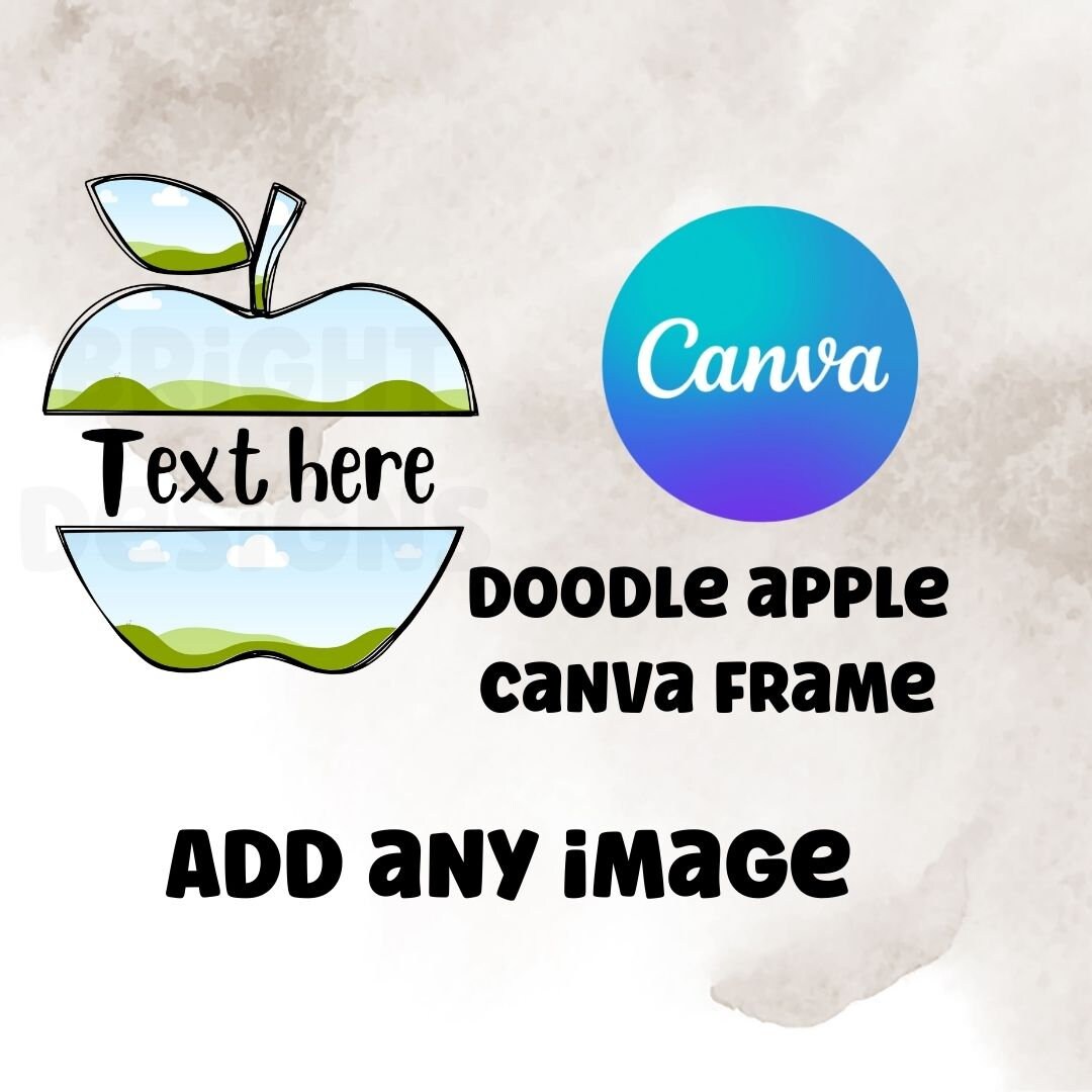Doodle Apple Frame for Canva. Add Any Image and Download - Etsy