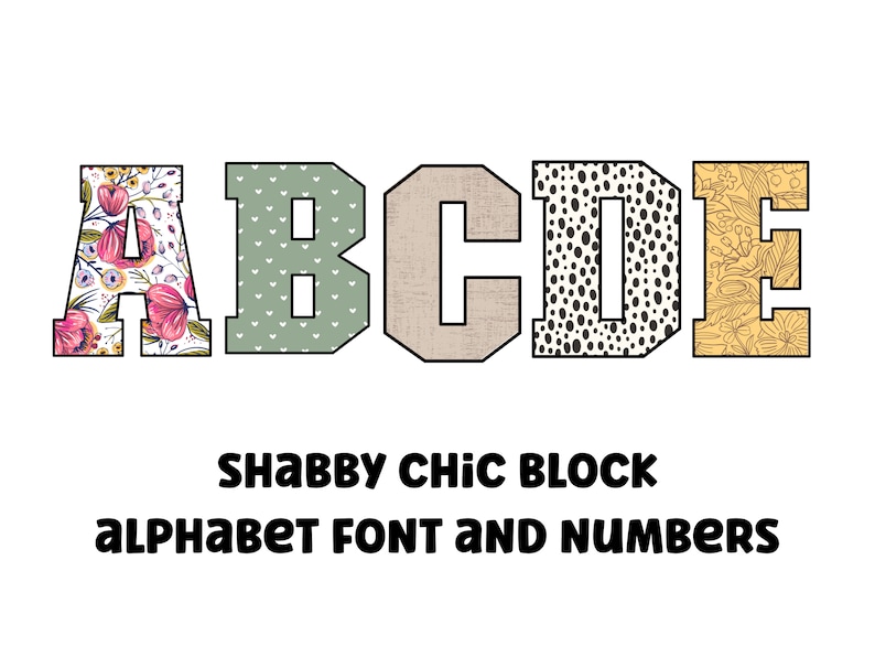 Shabby Chic Block Clipart Letters 300dpi Transparent Png. 5 - Etsy