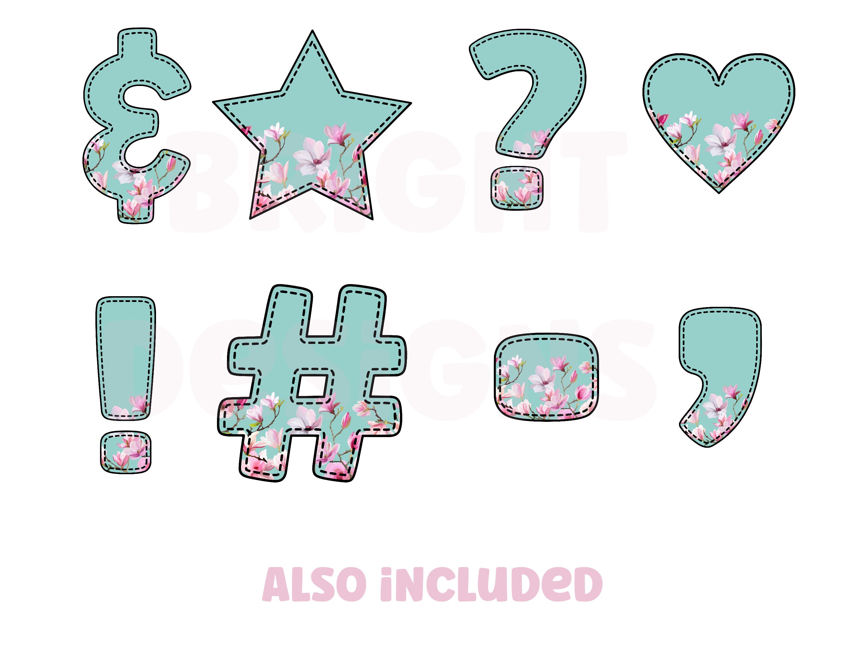 Blue Floral Stitch Clipart Letters 300dpi Transparent Png. 1 - Etsy