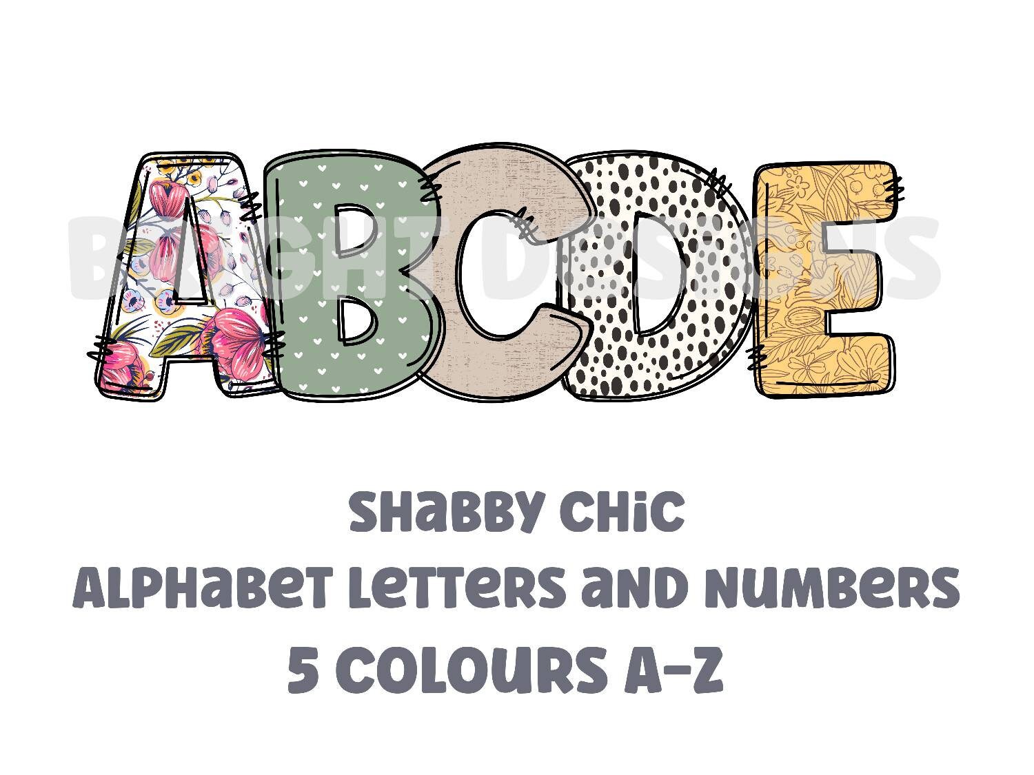 Shabby Chic Clipart Letters 300dpi Transparent Png. 5 Styles - Etsy