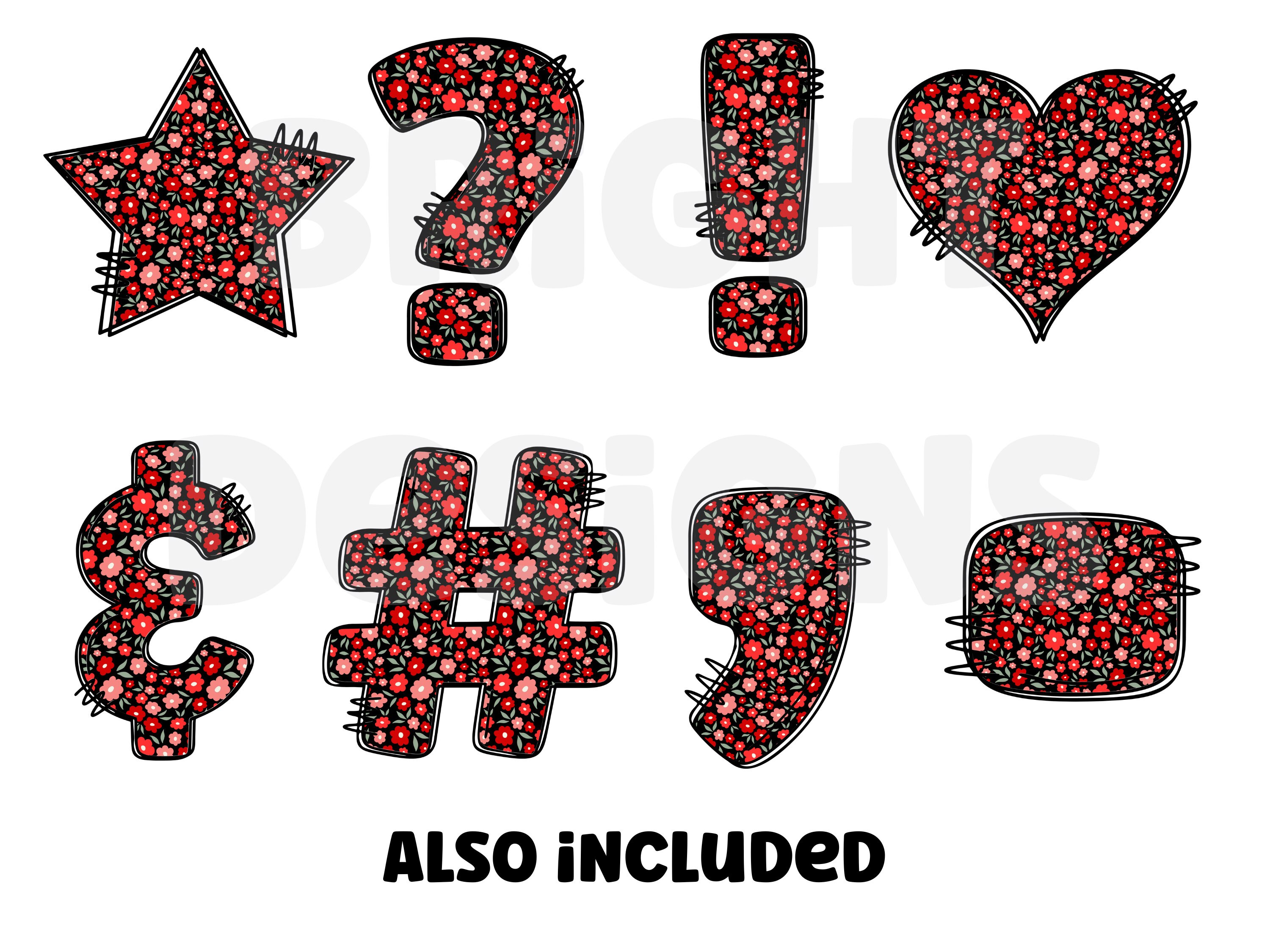 Red Ditsy Print Clipart Letters 300dpi Transparent Png. 1 Set of ...