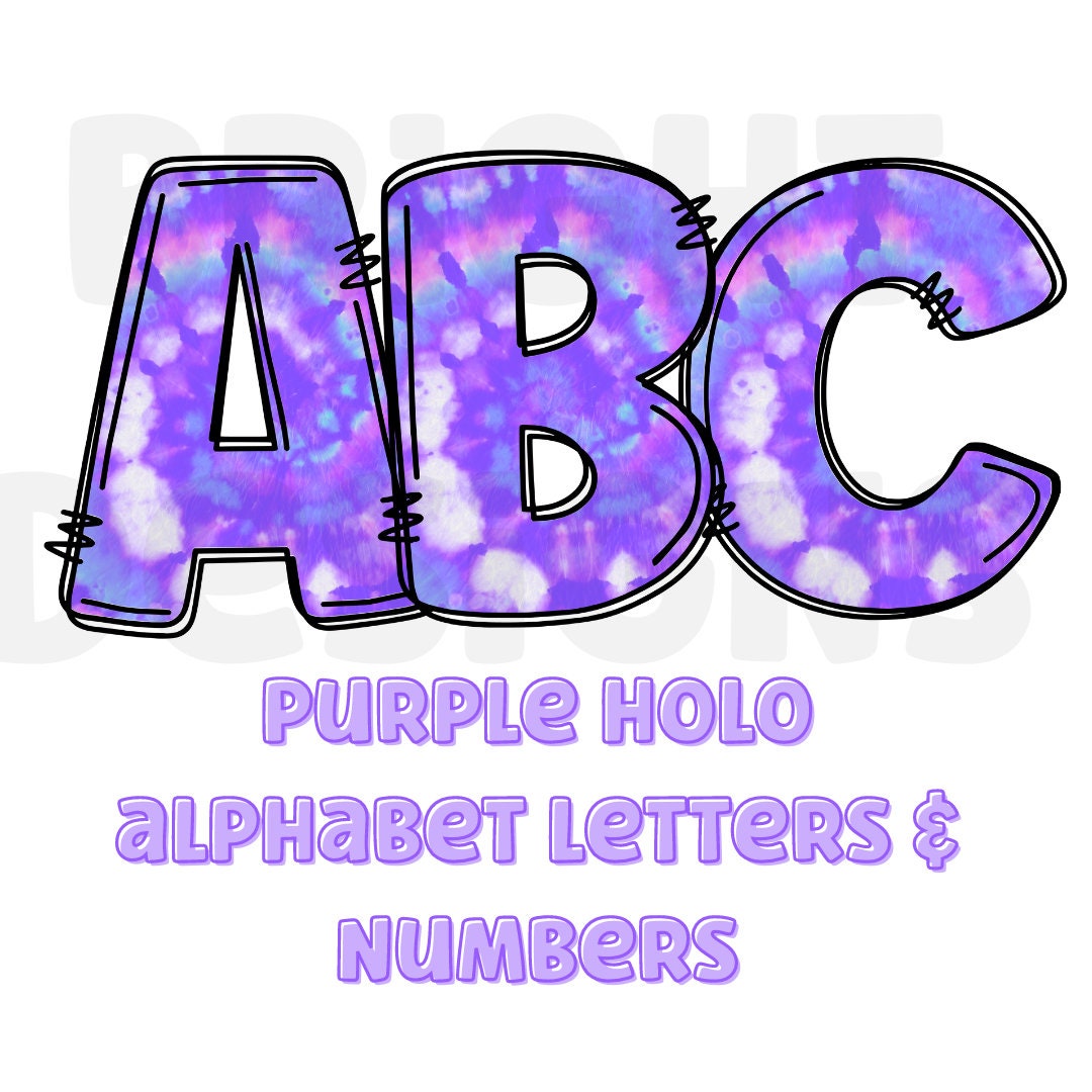 Purple Holo Alphabet Clipart Letters 300dpi Transparent Png. 1 Set of ...