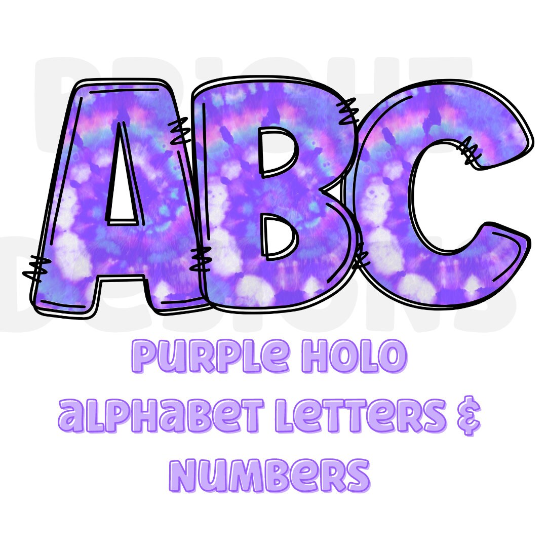 Purple Holo Alphabet Clipart Letters 300dpi Transparent Png. 1 Set of ...