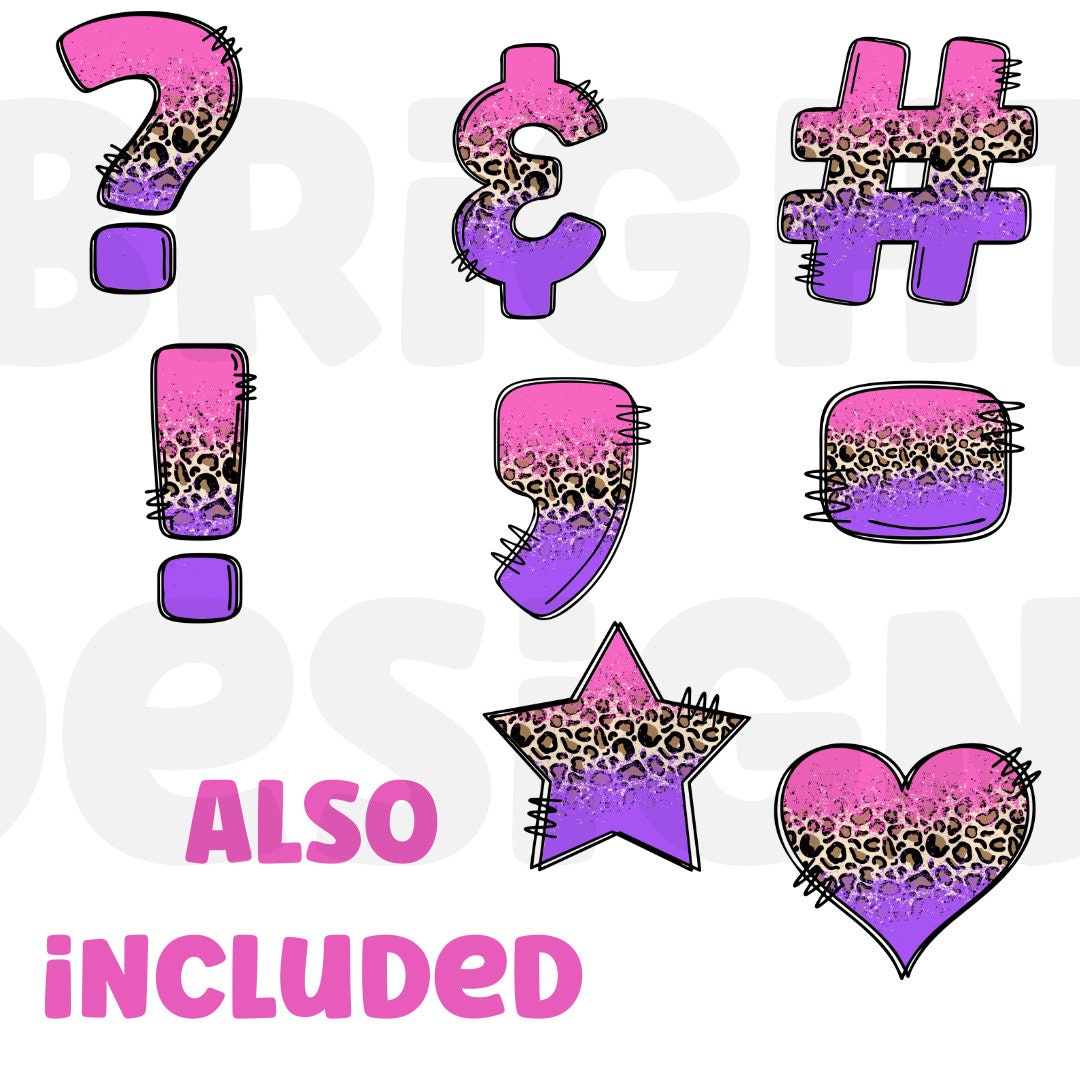 Pink & Purple Animal Print Alphabet Png Clipart Letters 300dpi ...