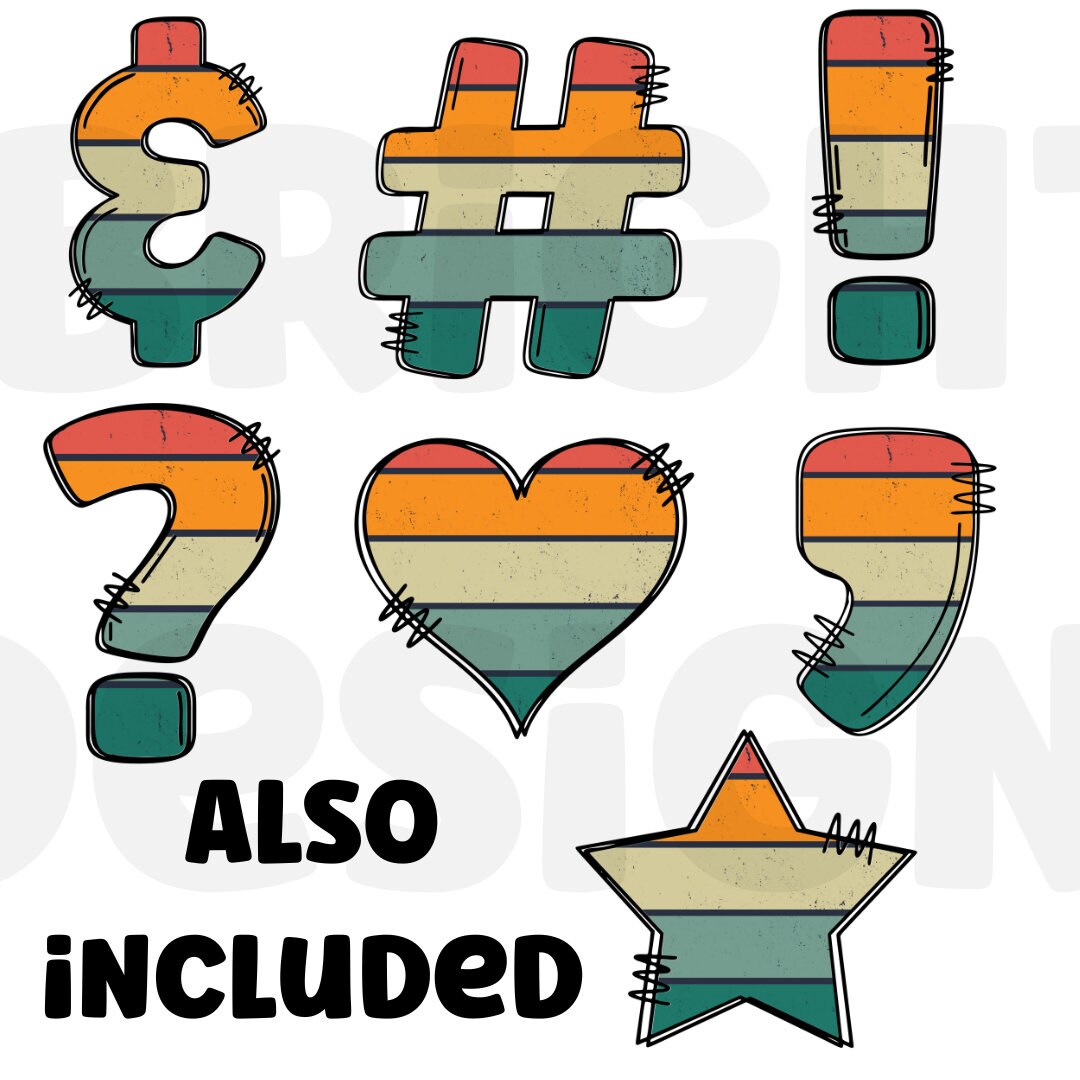 Retro Alphabet Png Letters Transparent Pngs of A-Z Uppercase - Etsy