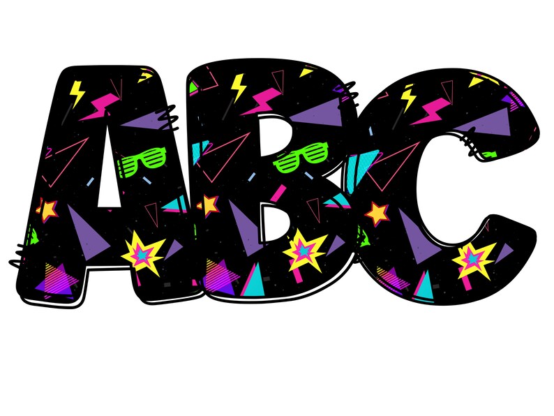 80's Alphabet Png Clipart Letters 300dpi Transparent Png. 5 Styles of ...