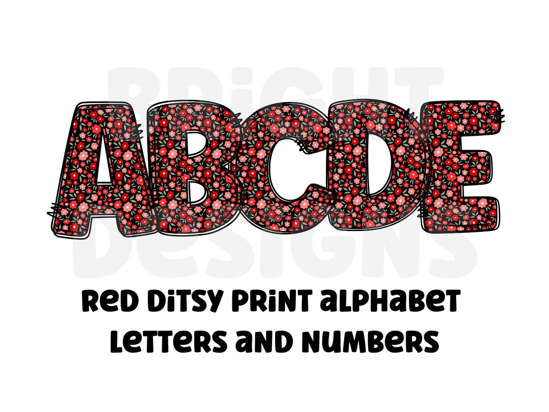 Red Ditsy Print Clipart Letters 300dpi Transparent Png. 1 Set of ...