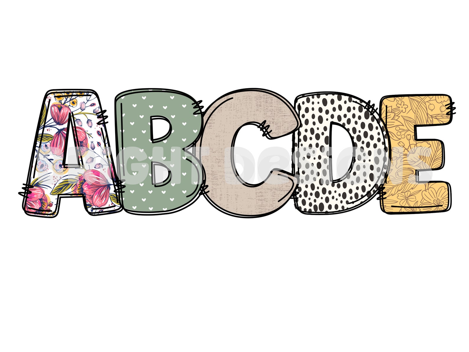 Shabby Chic Clipart Letters 300dpi Transparent Png. 5 Styles - Etsy