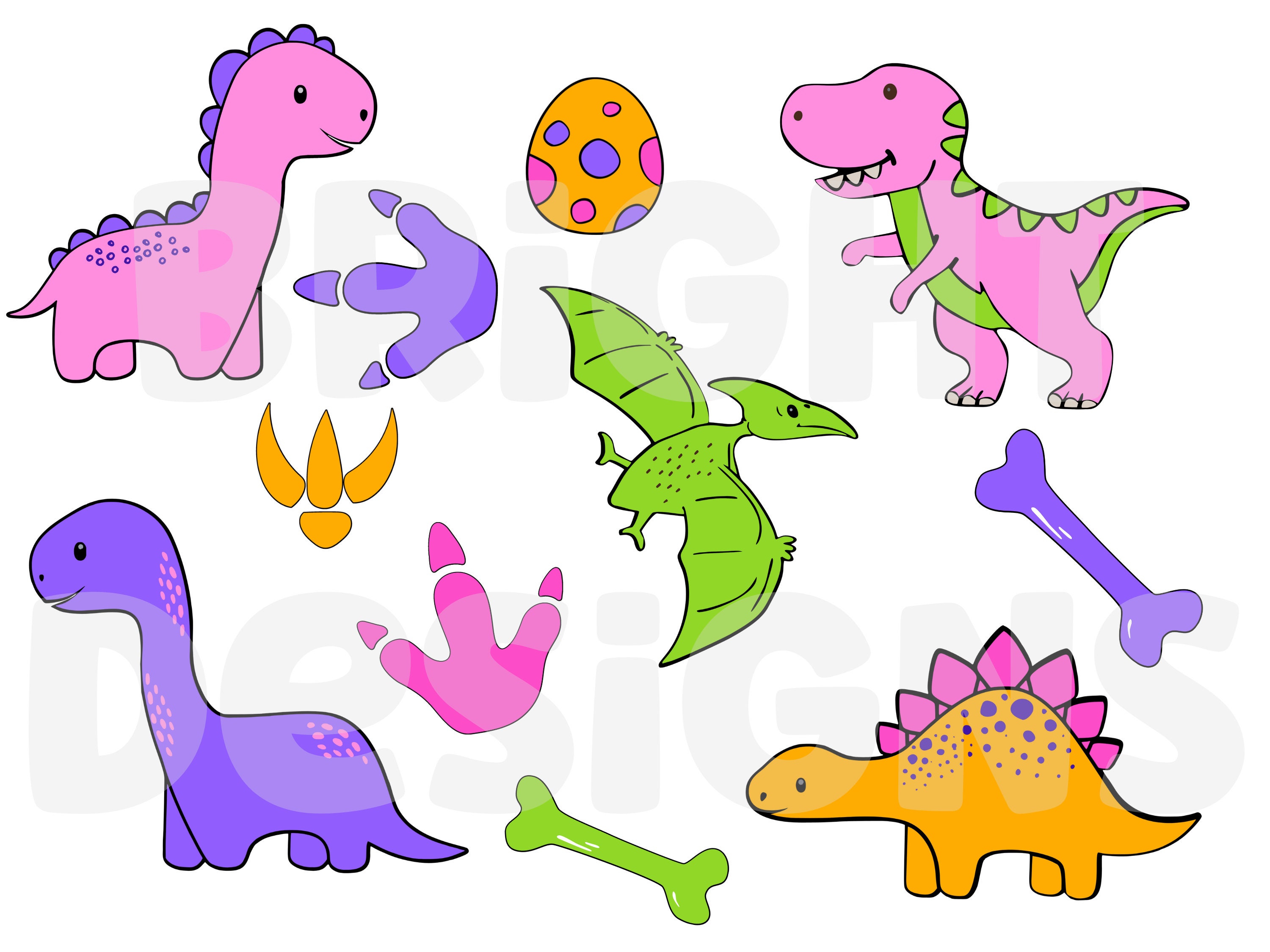 Dinosaur Clipart Letters 300dpi Transparent Png. 5 Styles of - Etsy