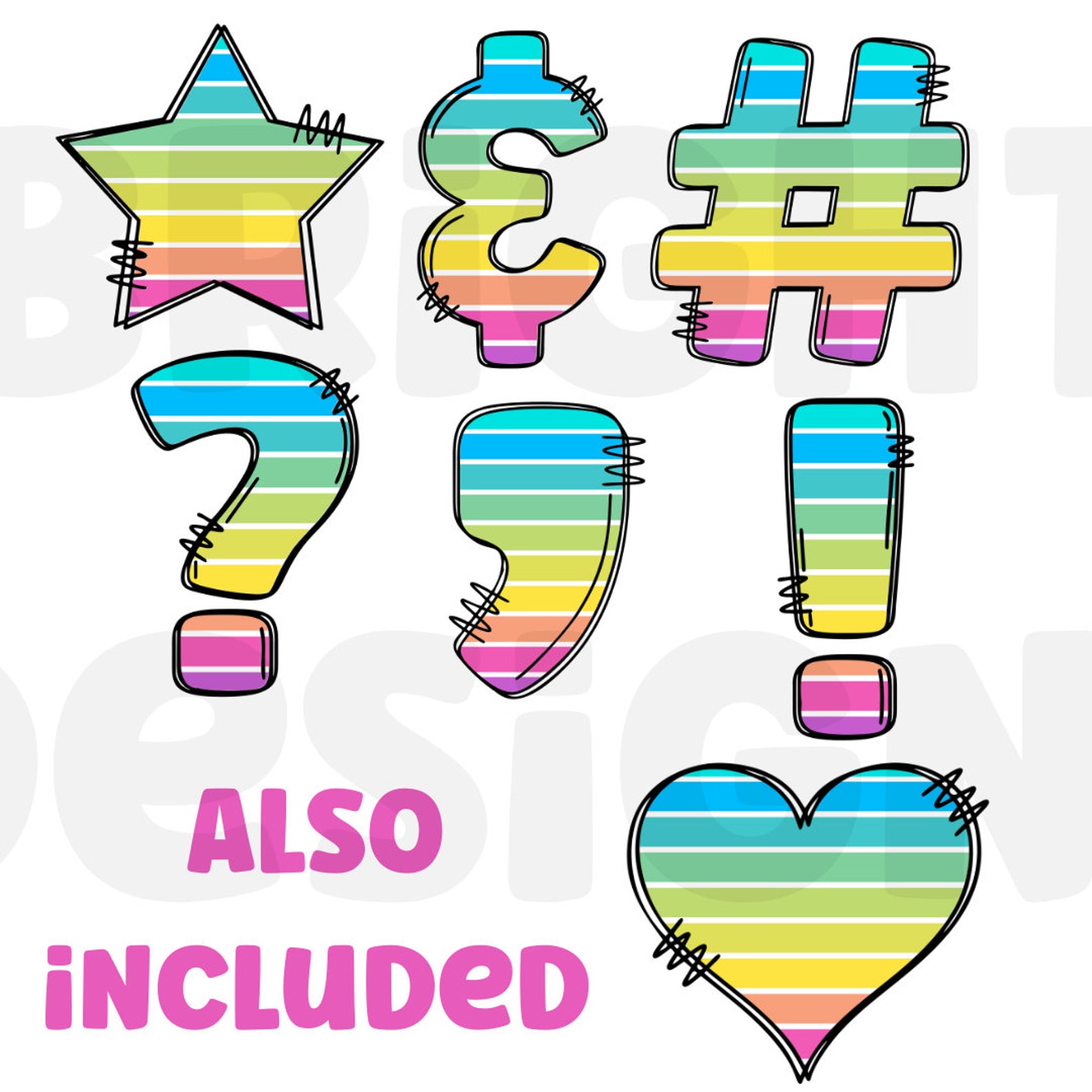 Rainbow Pop Alphabet Png Clipart Letters 300dpi Transparent Png. 1 Set ...