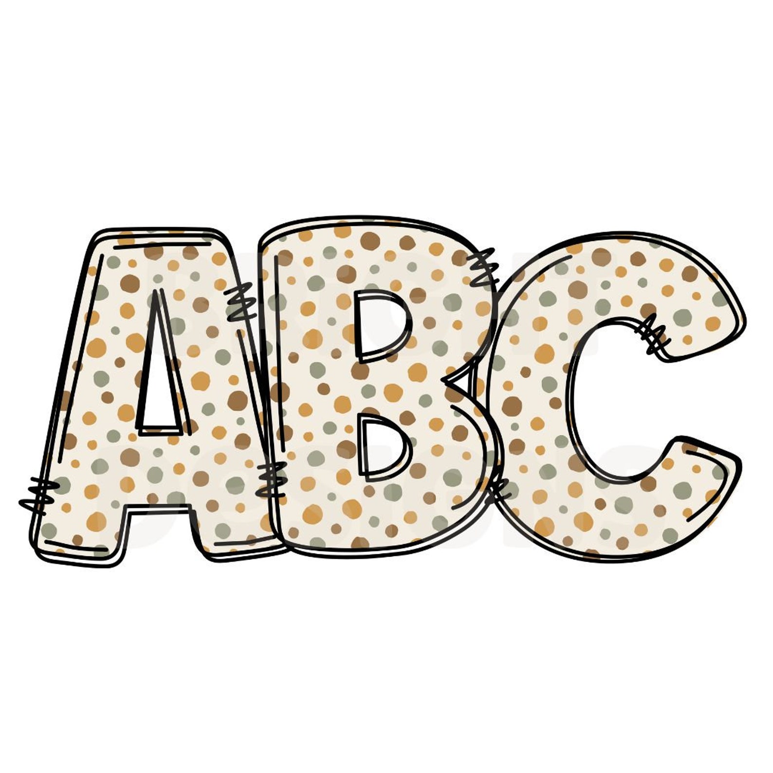 Boho Clipart Letters 300dpi Transparent Png. 5 Styles of Alphabet ...