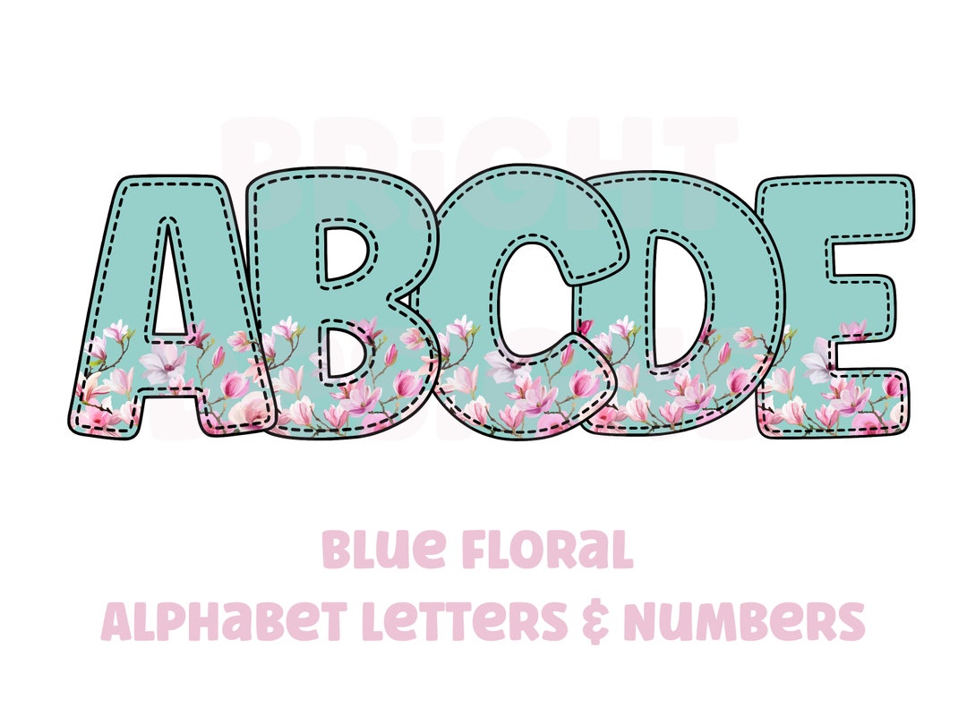 Blue Floral Stitch Clipart Letters 300dpi Transparent Png. 1 Set of ...