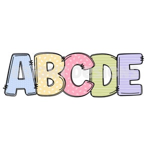 Pastel Clipart Letters 300dpi Transparent Png. 5 Styles of Alphabet ...