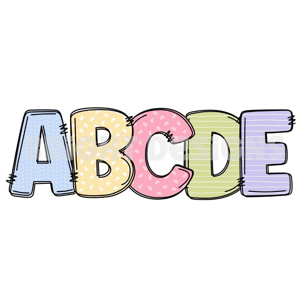 Pastel Clipart Letters 300dpi Transparent Png. 5 Styles of Alphabet ...