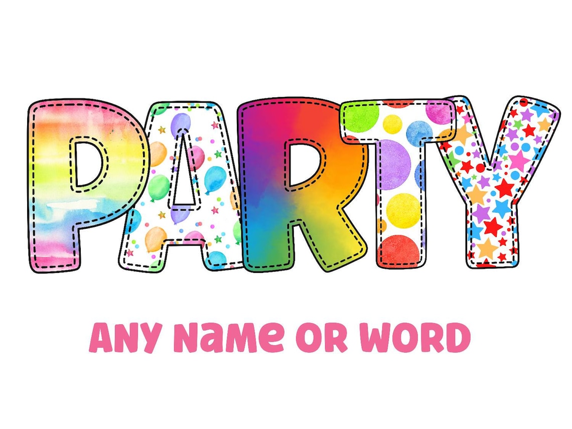 Party Clipart Letters 300dpi Transparent Png. 5 Styles of - Etsy