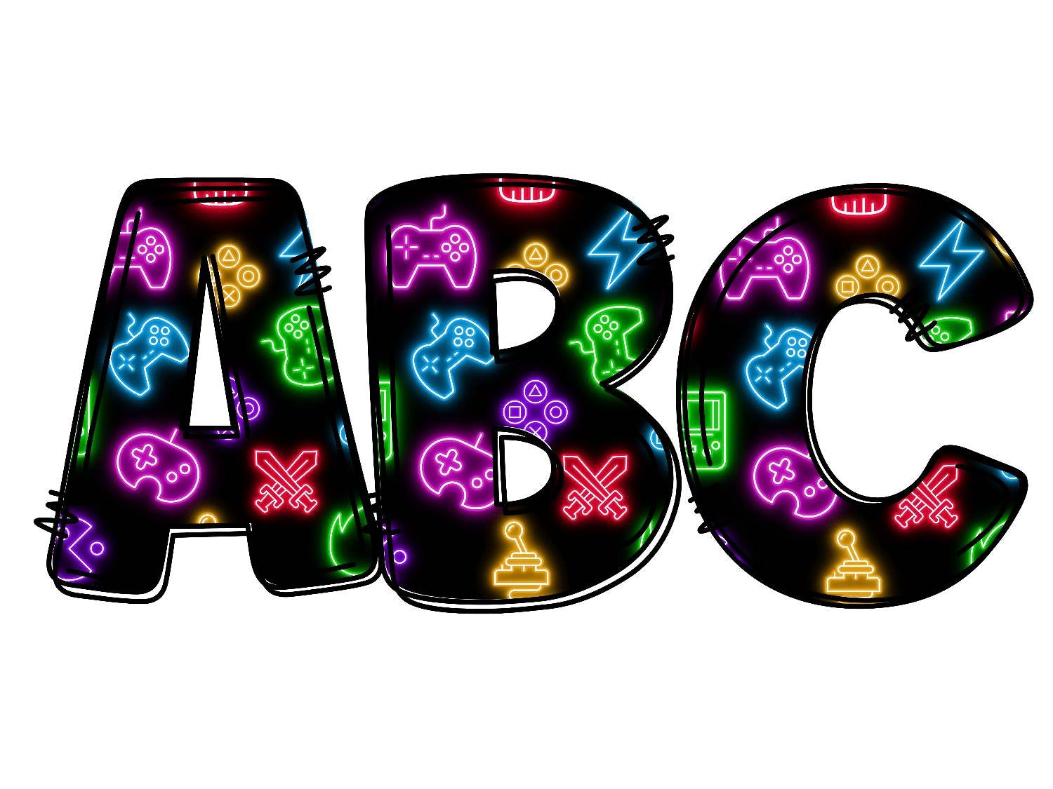 Gaming Clipart Letters 300dpi Transparent Png. 5 Styles of - Etsy