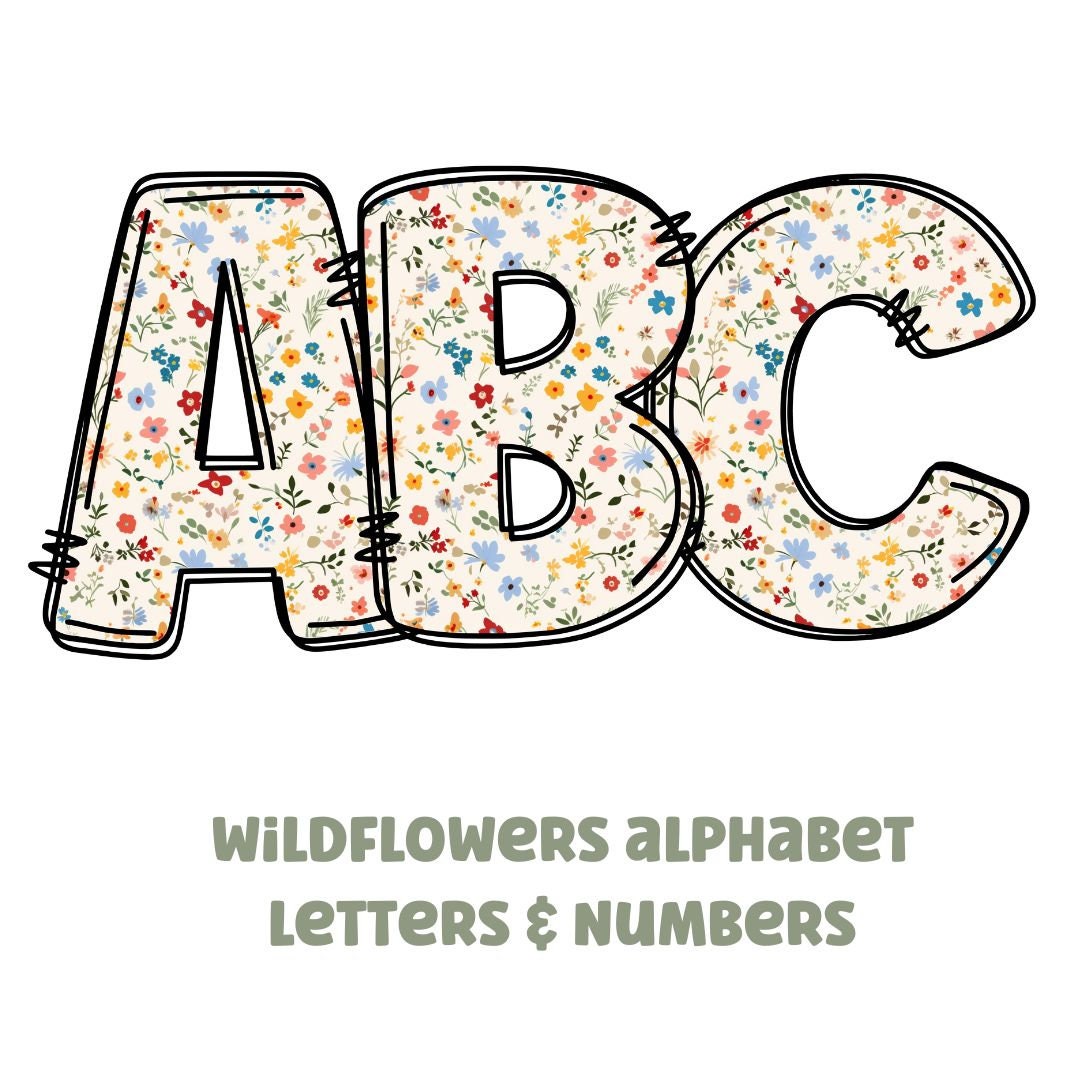 Wild Flowers Clipart Letters 300dpi Transparent Png. 1 Set of Alphabet ...