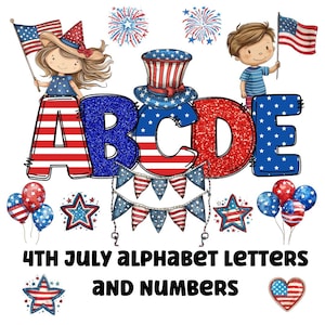 4th July Alphabet Clipart Letters. Doodle Font Doddle Letters American ...