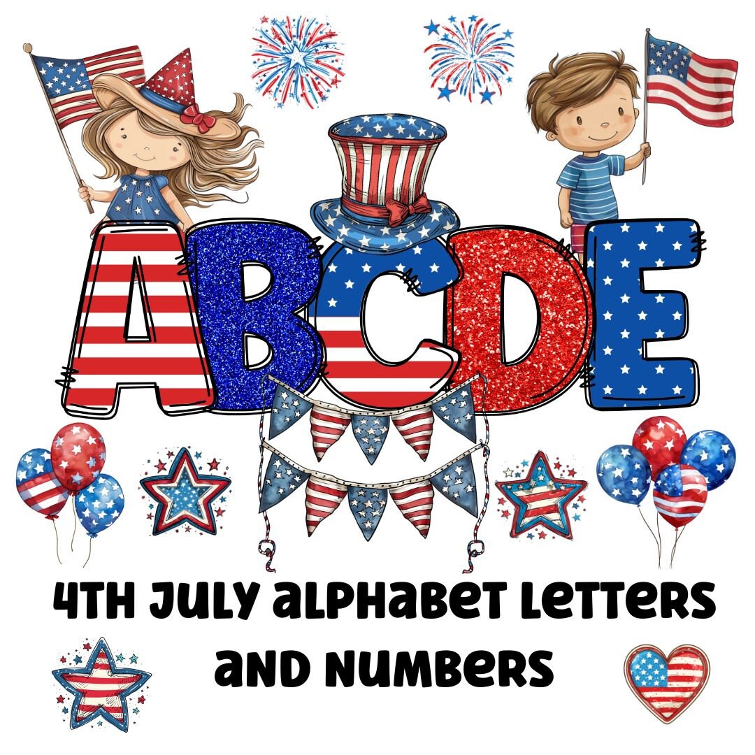 4th July Alphabet Clipart Letters. Doodle Font Doddle Letters American ...