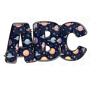 Space Girl Clipart Letters 300dpi Transparent Png. 5 Styles of Alphabet ...