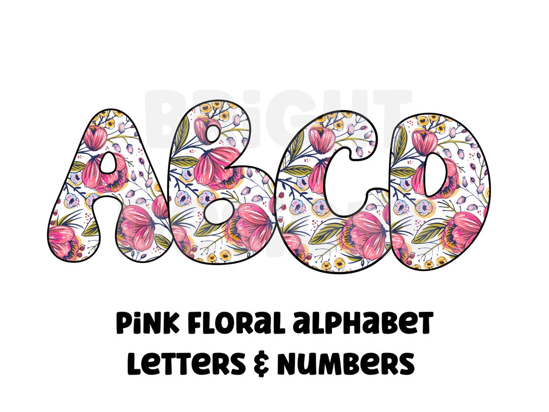 Pink Floral Alphabet Clipart Letters - Transparent Pngs of A-Z ...