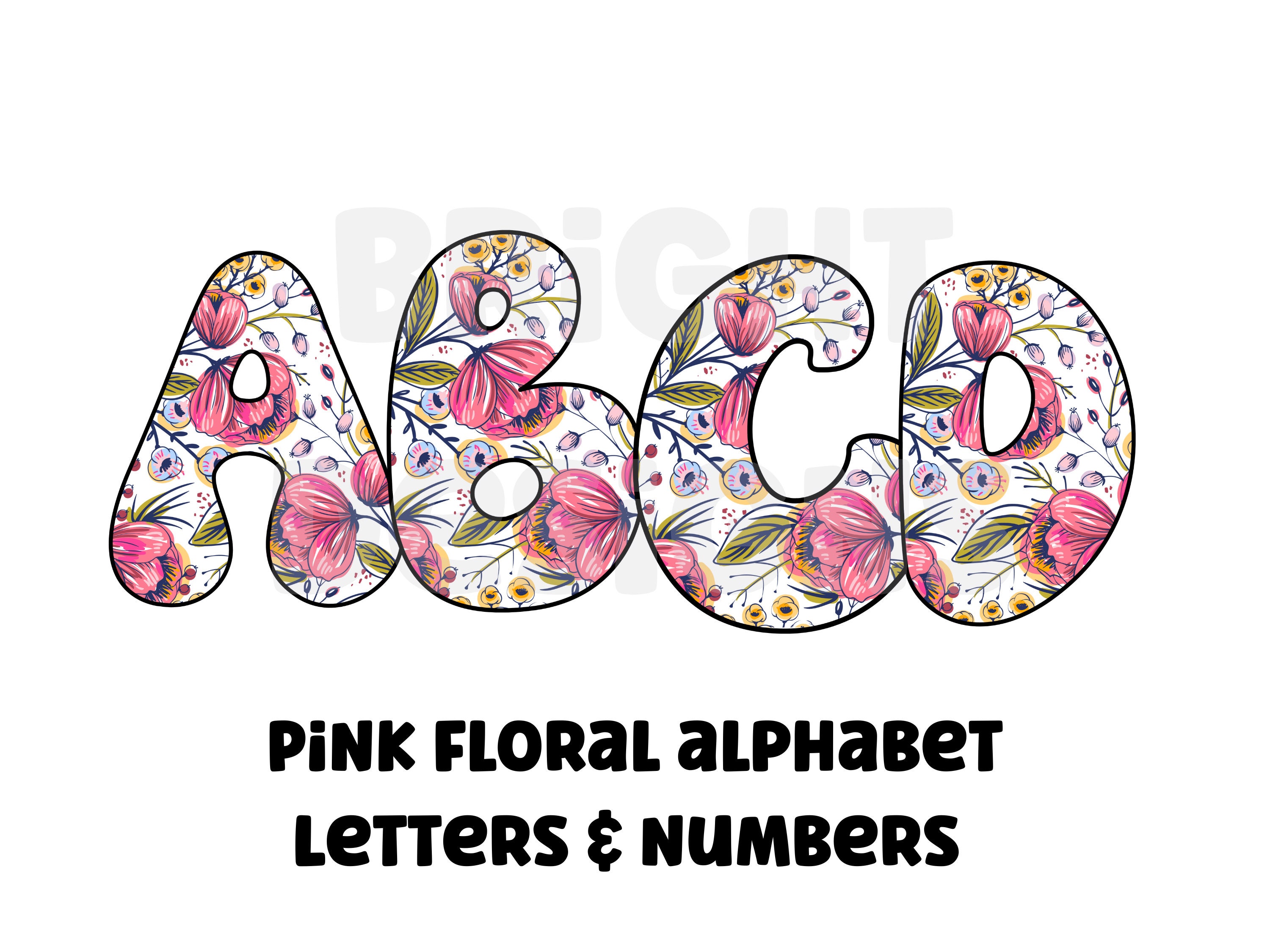 Pink Floral Alphabet Clipart Letters Transparent Pngs of A-Z Uppercase ...