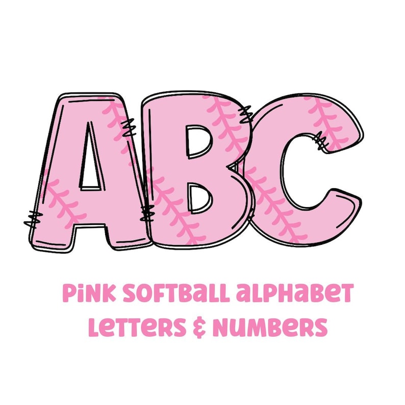 Softball Pink Alphabet Png 300dpi Transparent Png. 5 Styles of Alphabet ...