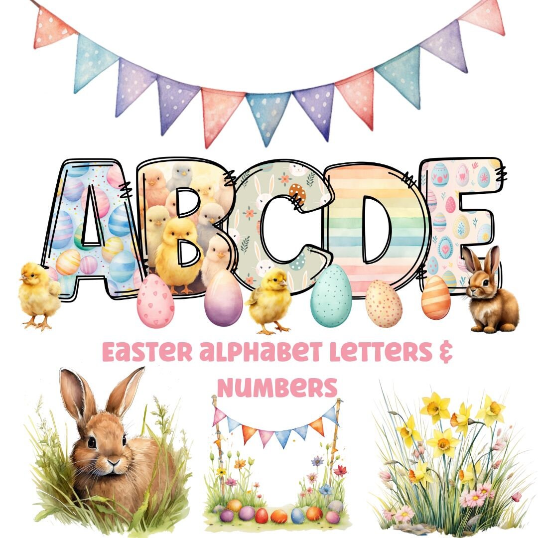 Easter Clipart Letters 300dpi Transparent Png. 5 Styles of Alphabet ...