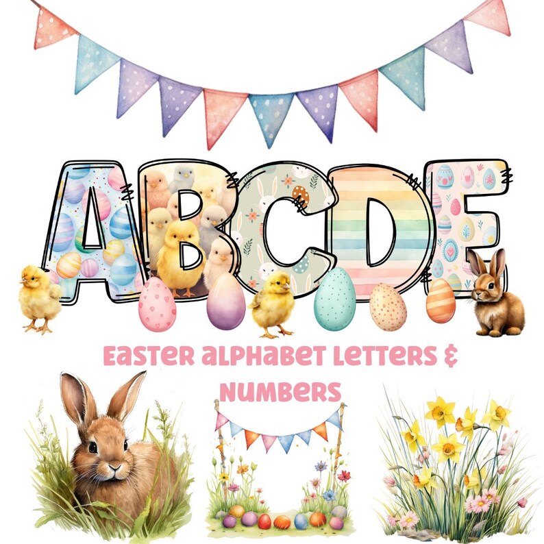 Easter Clipart Letters 300dpi Transparent Png. 5 Styles of Alphabet ...