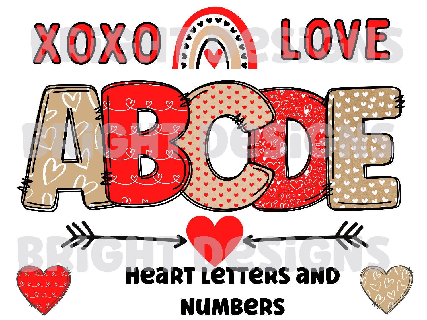 Heart Clipart Letters 300dpi Transparent Png. 5 Styles of - Etsy