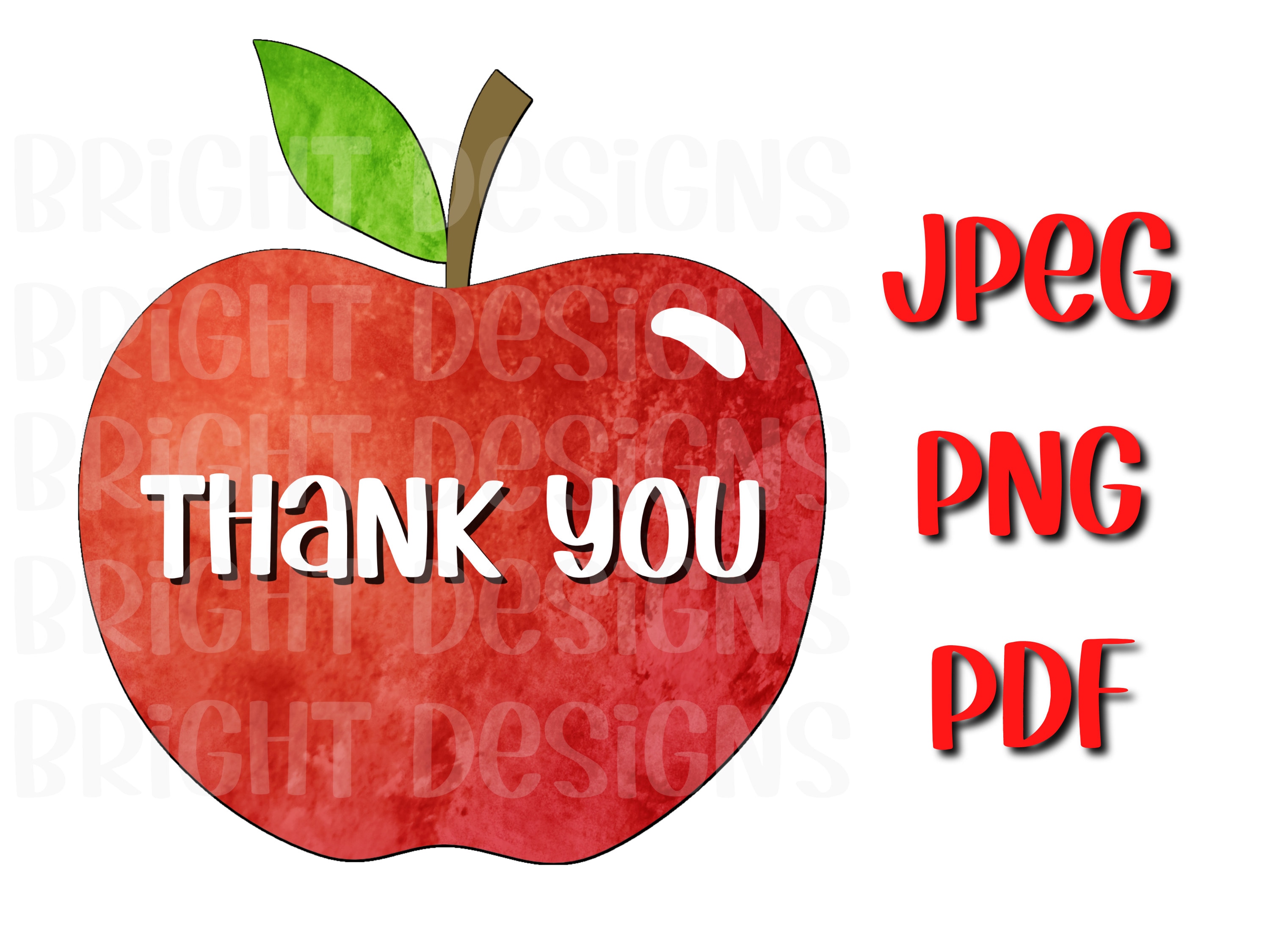 Apple Thank You Clipart 300dpi Transparent Png, Pdf and Jpg Teacher ...
