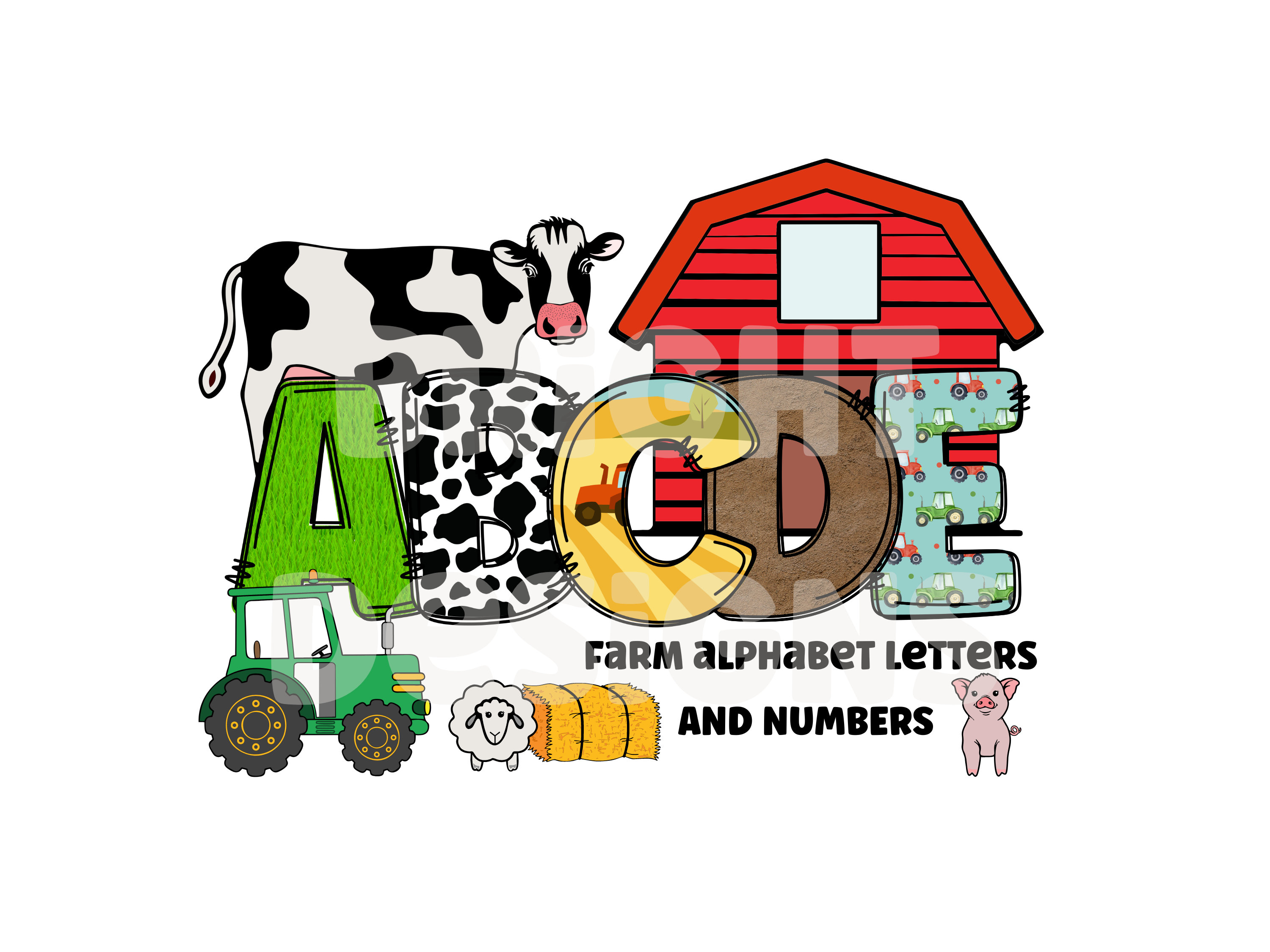 Farm Clipart Letters 300dpi Transparent Png. 5 Styles of - Etsy