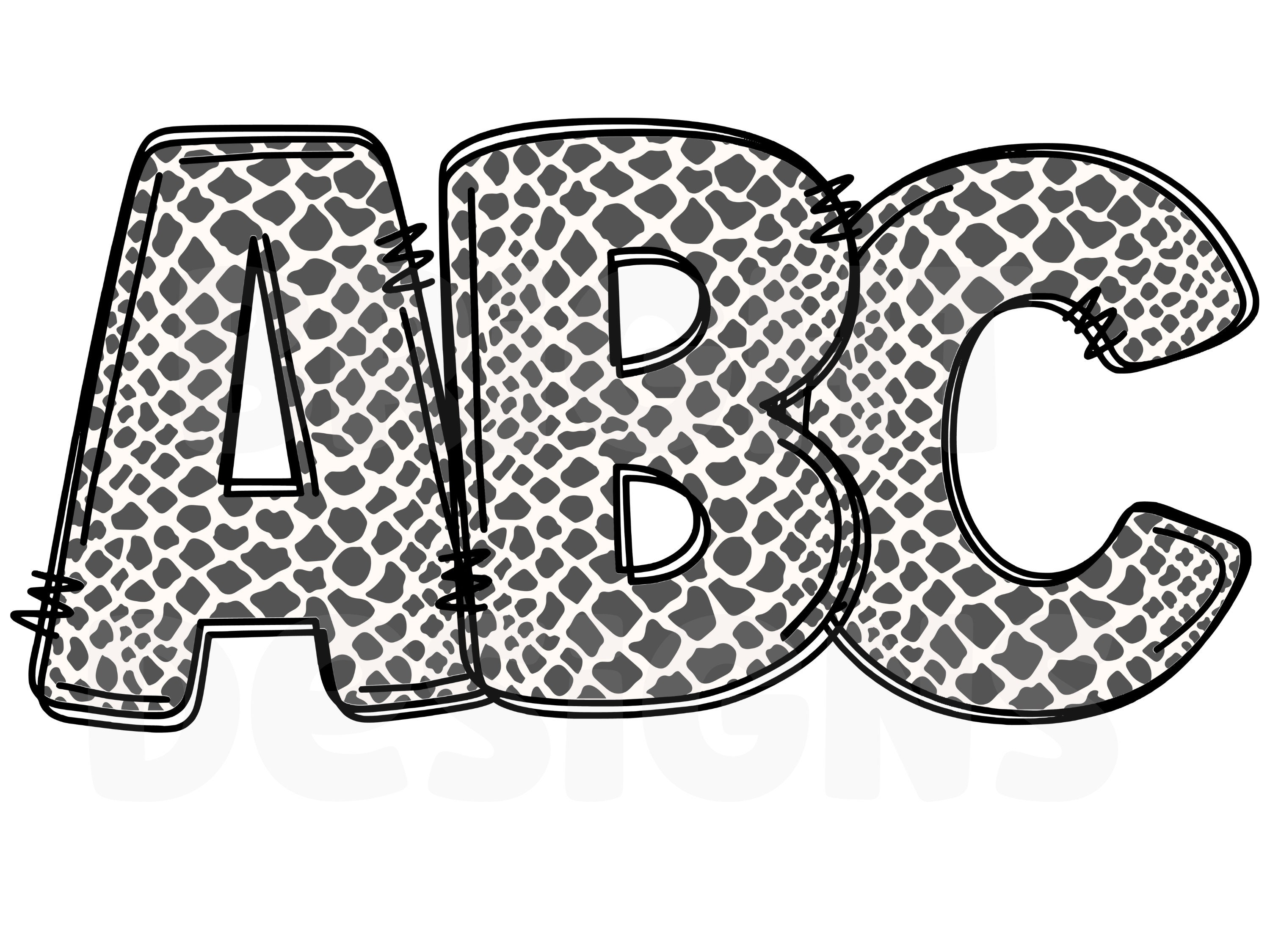 Black and White Animal Print Alphabet Clipart Letters 300dpi - Etsy